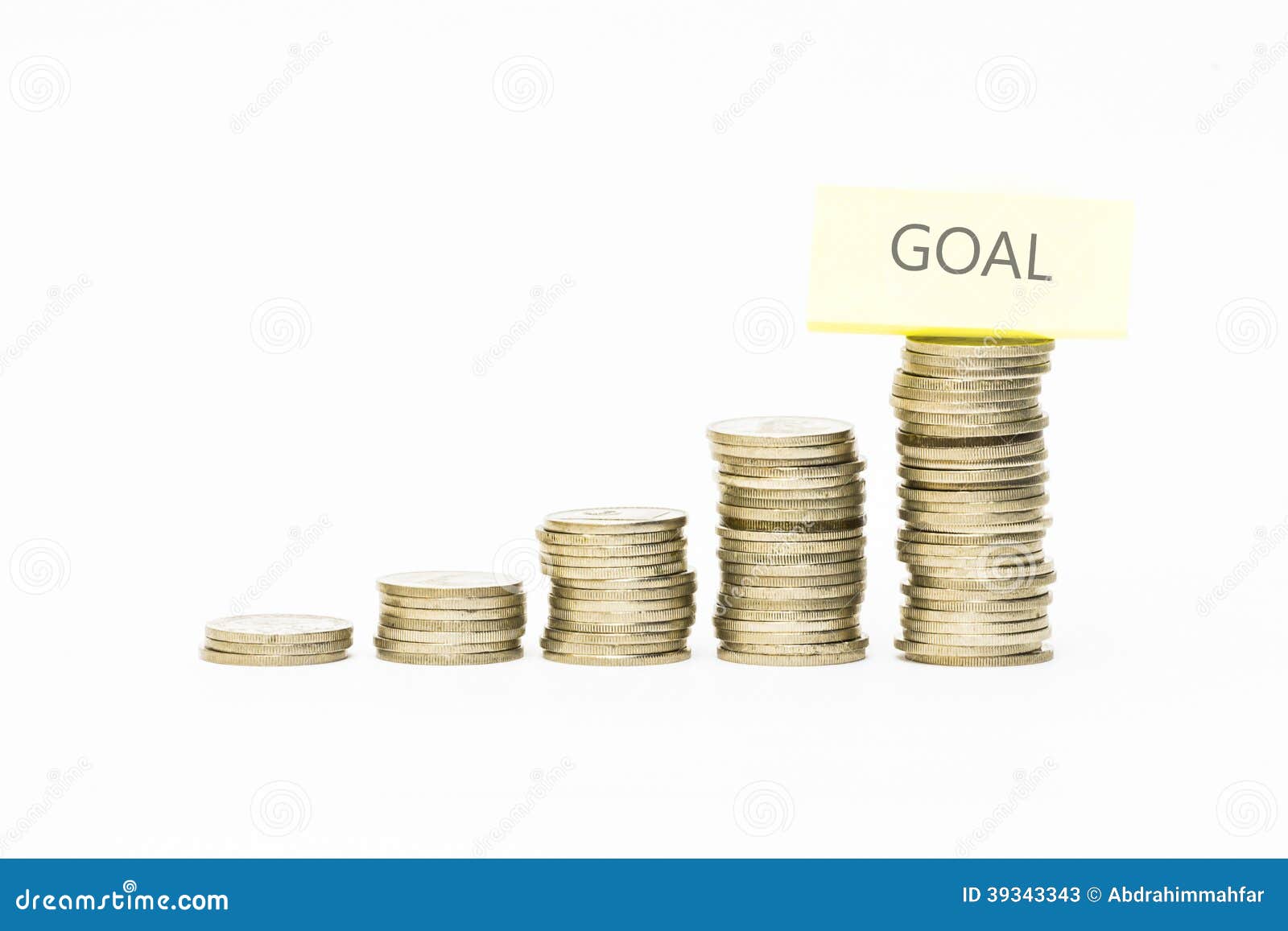 Isolated Coins Stacked Goal Label on Top Stock Image - Image of market ...