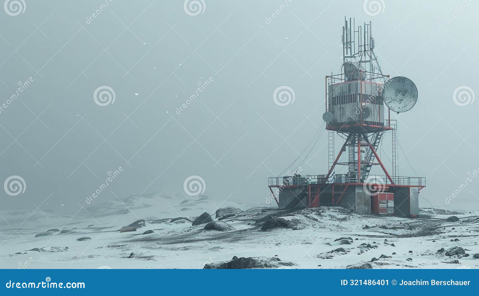 Isolated Cold War Communications Tower with Angular Antennas in a ...