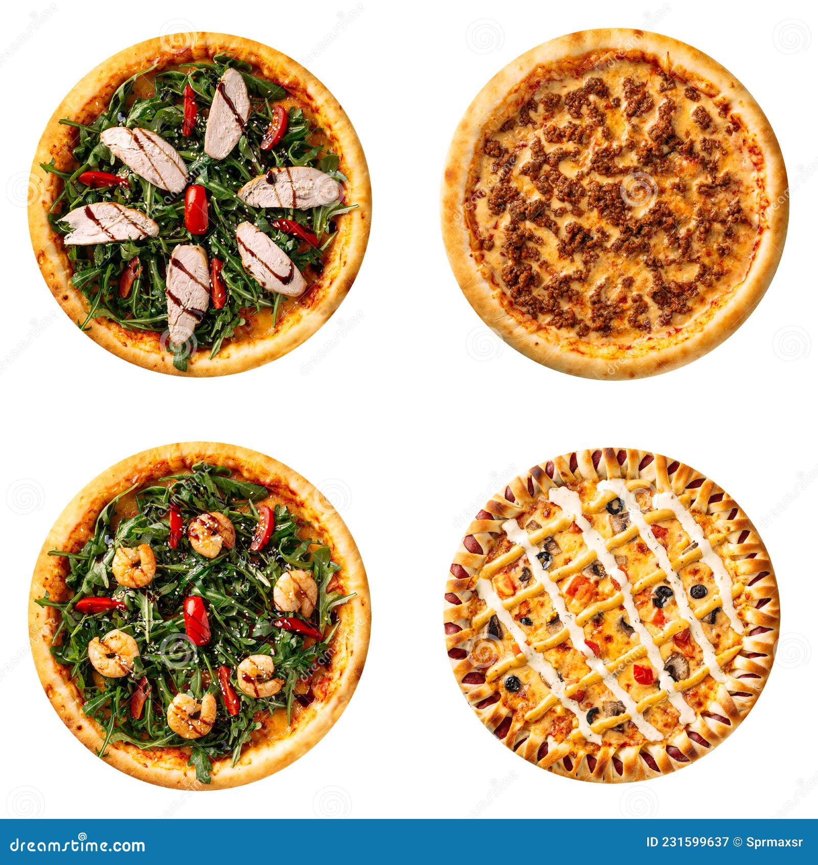 Isolated Collage of Various Types of Pizza Stock Image - Image of ...