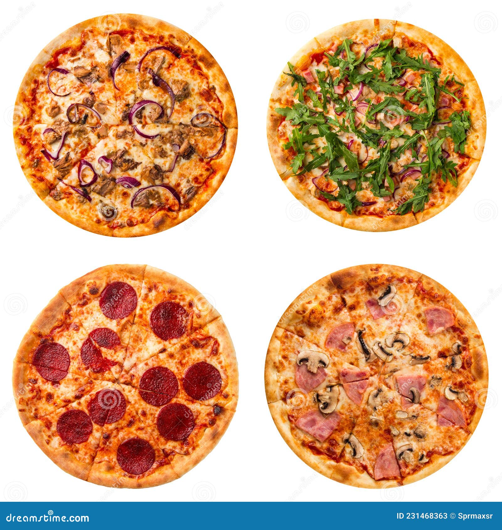 Isolated Collage of Various Types of Pizza Stock Image - Image of food ...