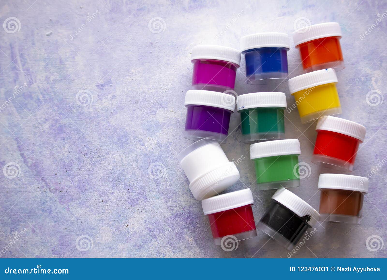 Isolated Colored Acrylic Paints in the Plastic Bottles Stock Image ...