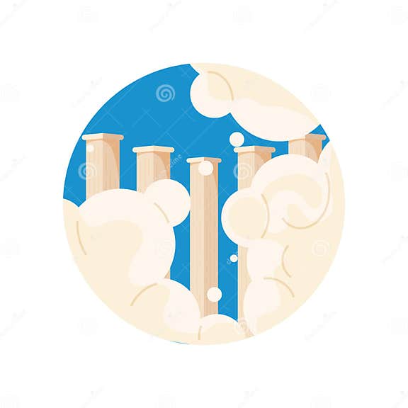Isolated Colored Badge with Greek Columns and Clouds Vector Stock ...