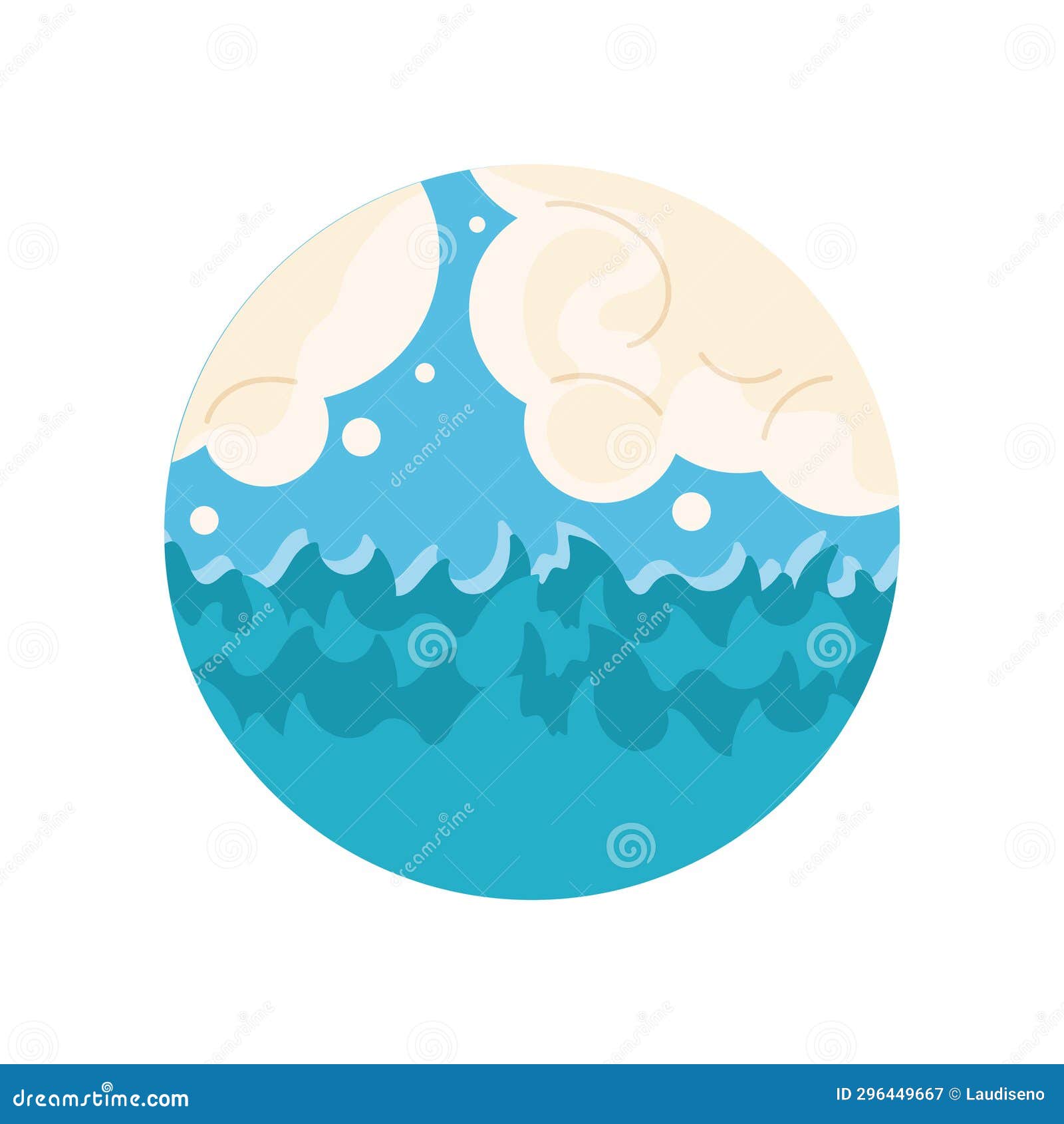 Isolated Colored Badge with Ocean Waves and Clouds Vector Stock Vector ...