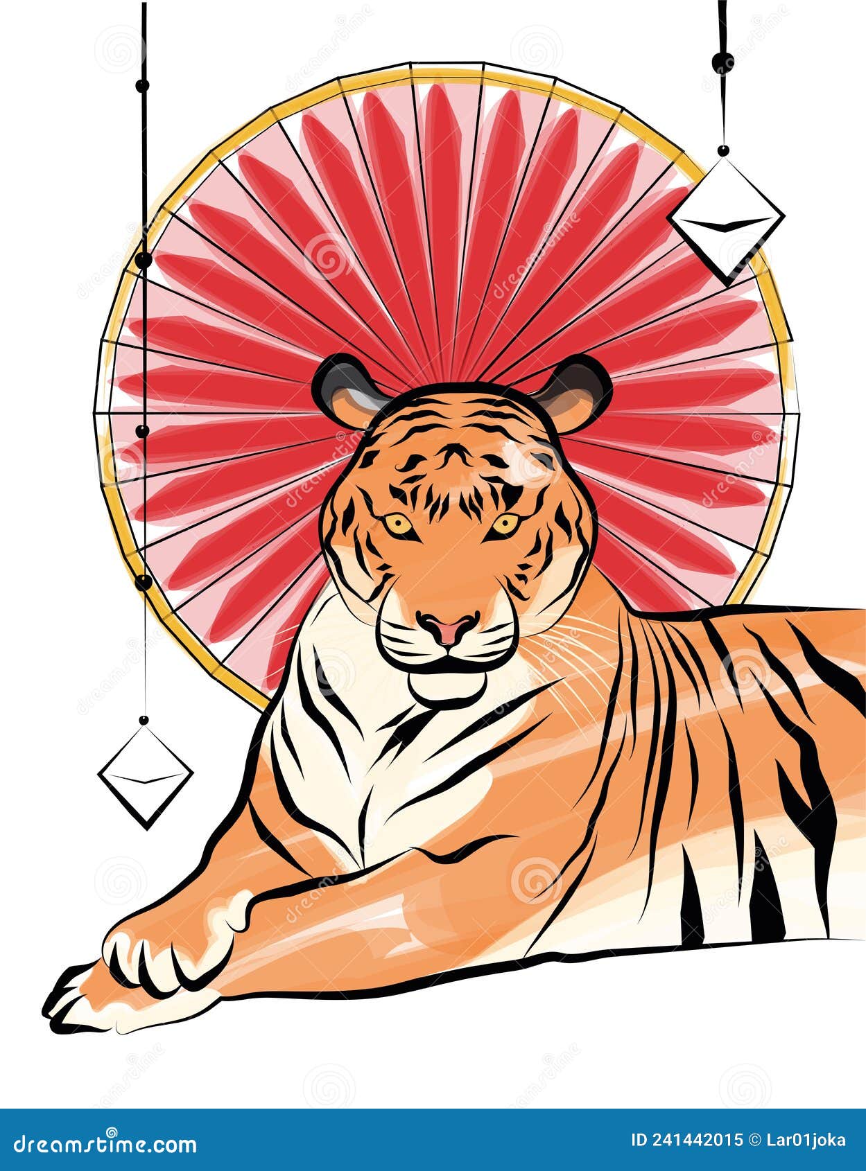 Isolated Colored Chinese Tiger with Asian Ornaments Vector Stock Vector ...