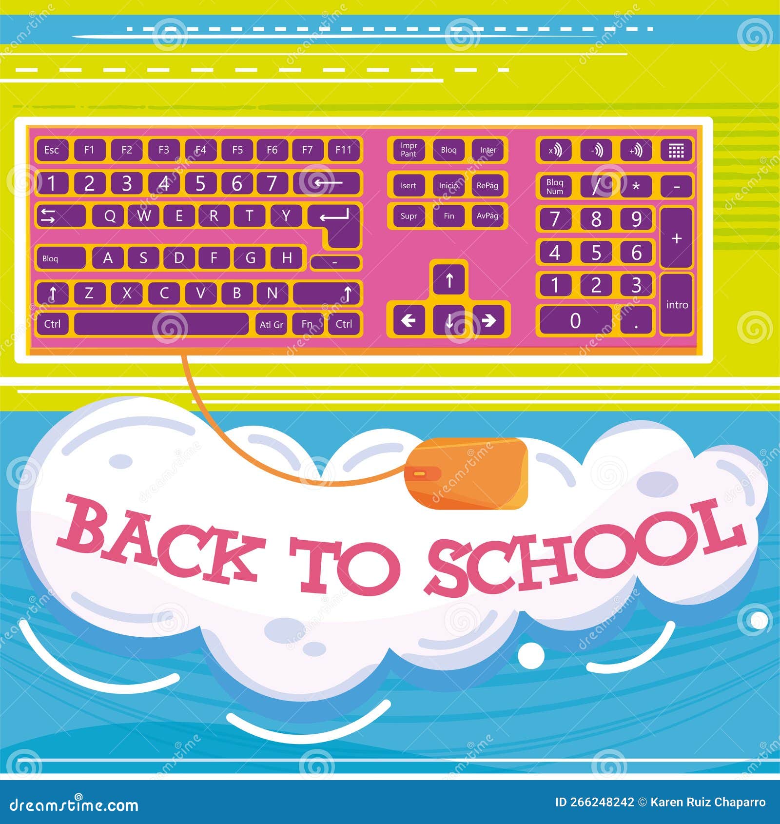 Isolated Colored Computer Keyboard Back To School Poster Vector Stock ...