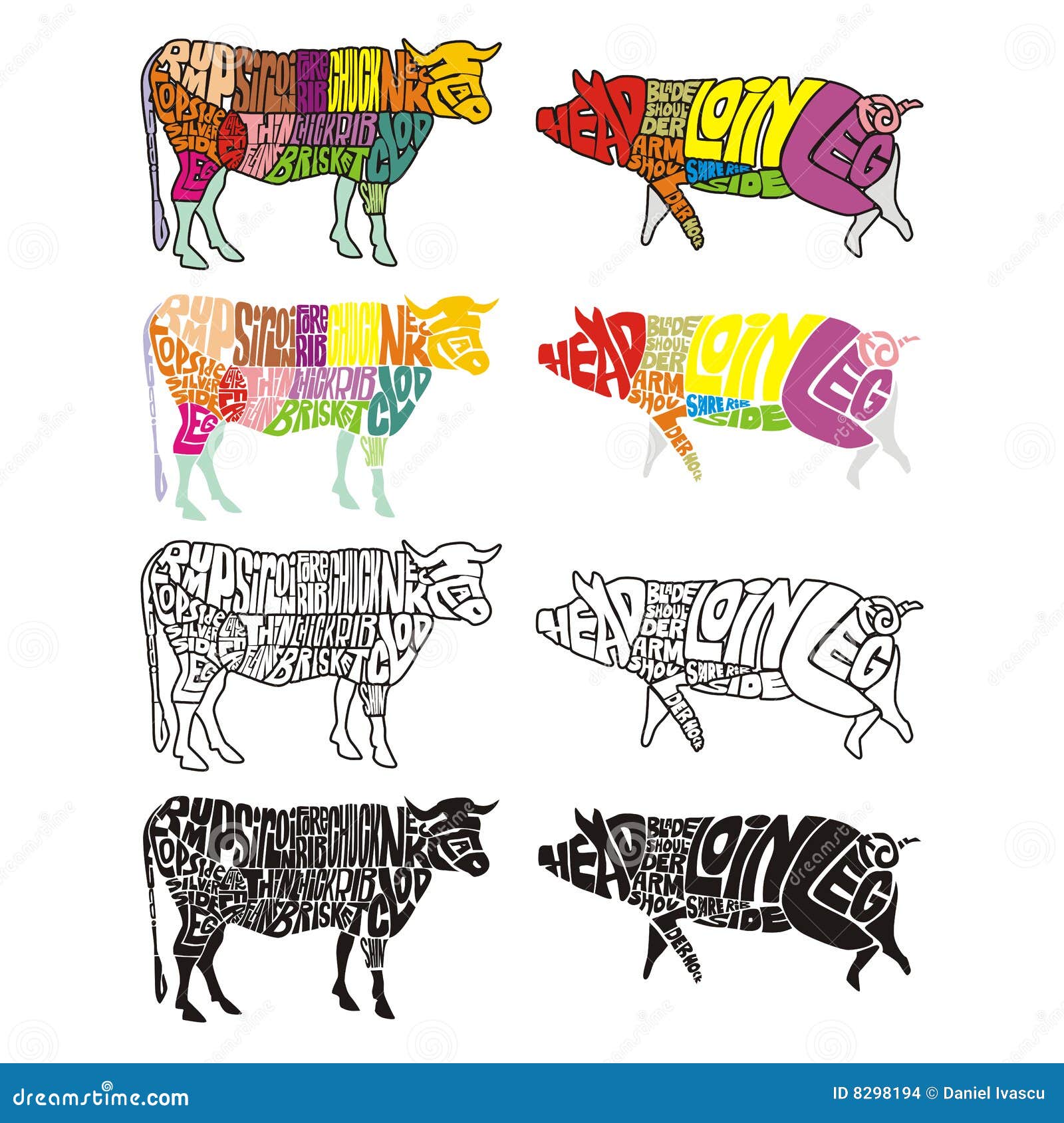 Isolated Colored Cow and Pig Stock Vector - Illustration of isolated ...