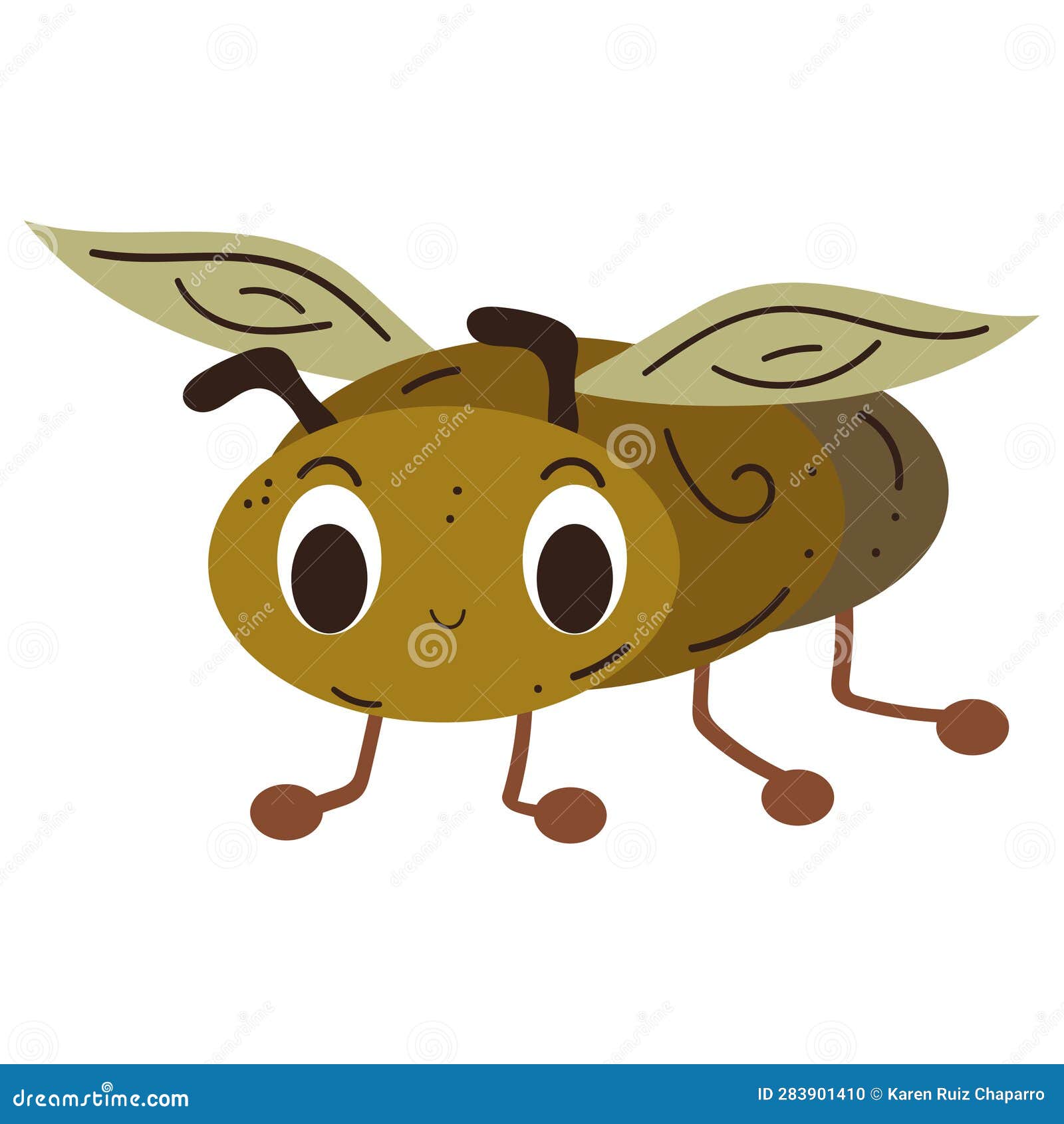 Isolated Colored Cute Fly Sketch Character Vector Stock Vector ...