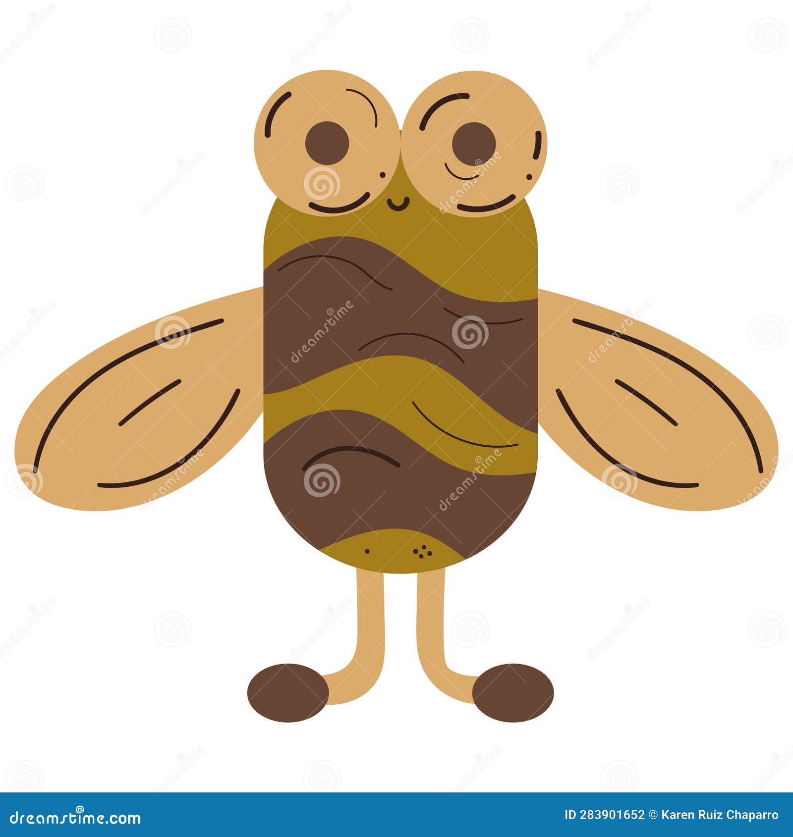 Isolated Colored Cute Fly Sketch Character Vector Stock Vector ...