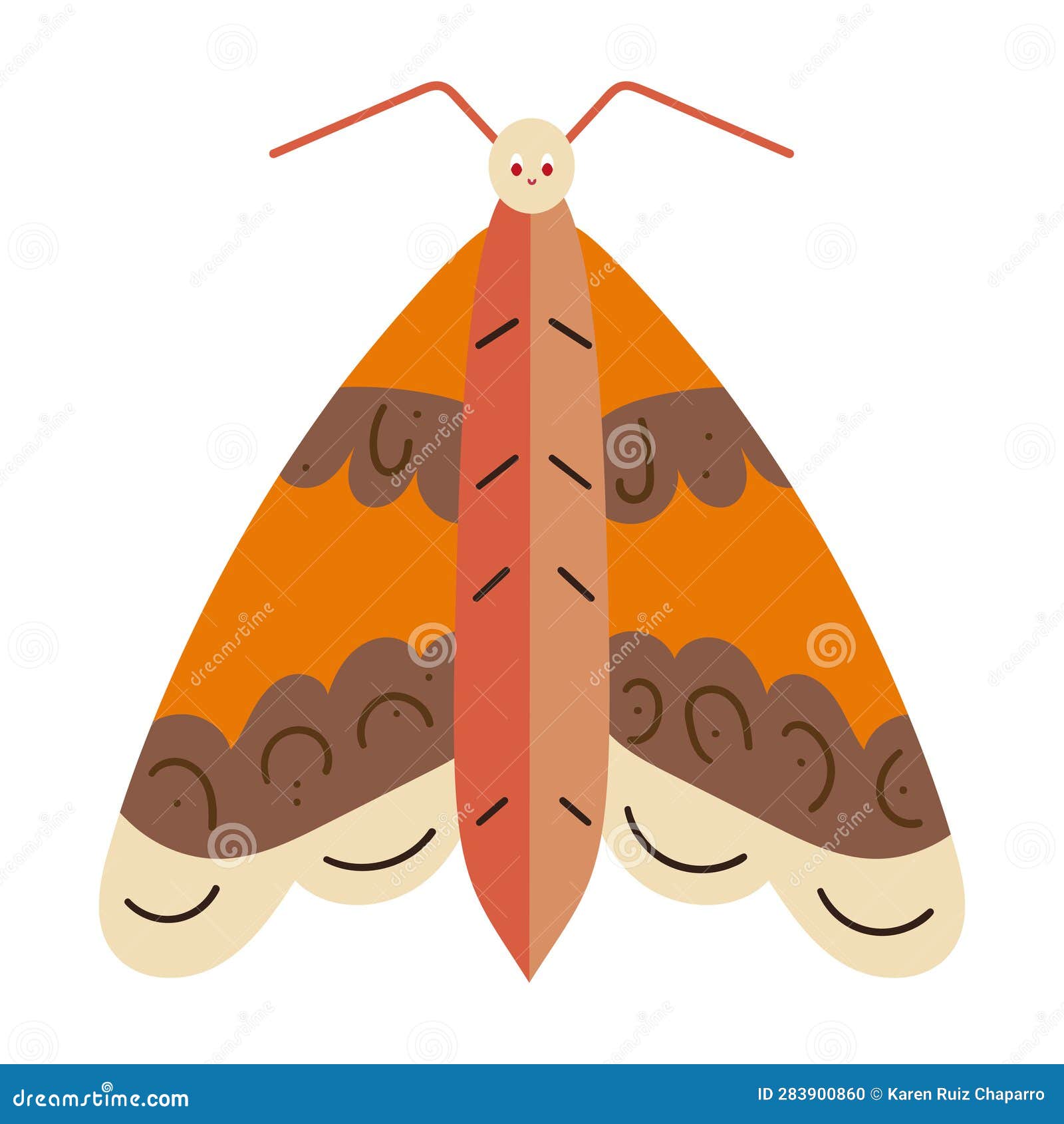Isolated Colored Cute Moth Sketch Character Vector Stock Vector ...