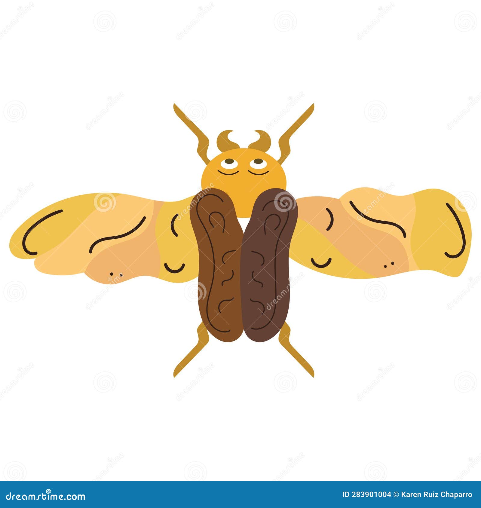 Isolated Colored Cute Moth Sketch Character Vector Stock Vector ...