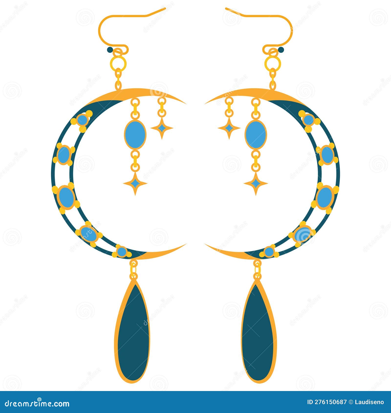 Isolated Colored Earring Icon with Gemstones Vector Stock Vector ...