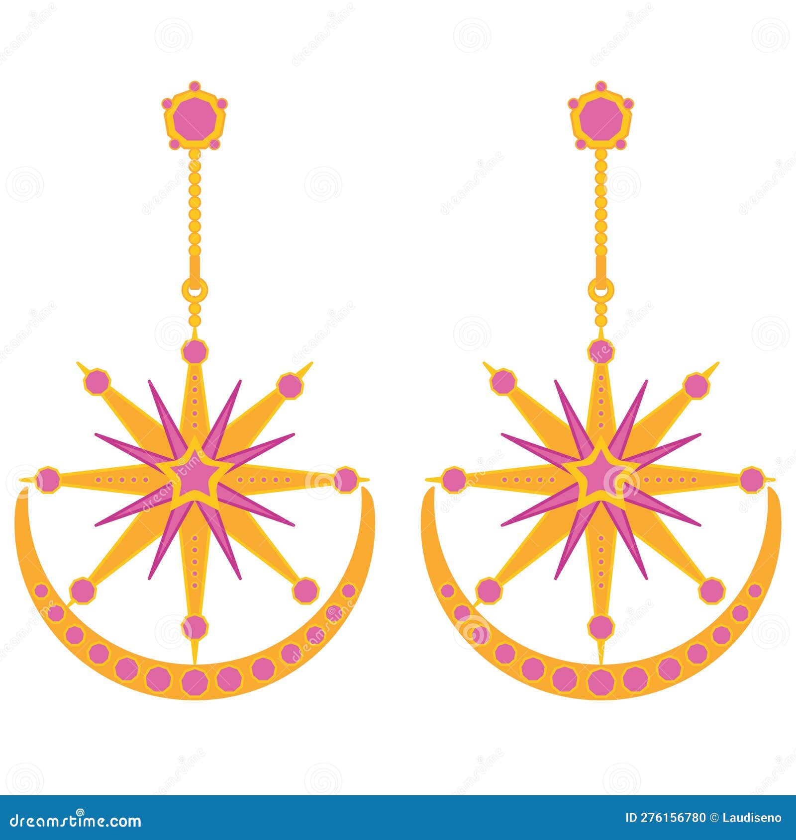 Isolated Colored Earring Icon with Gemstones Vector Stock Illustration ...