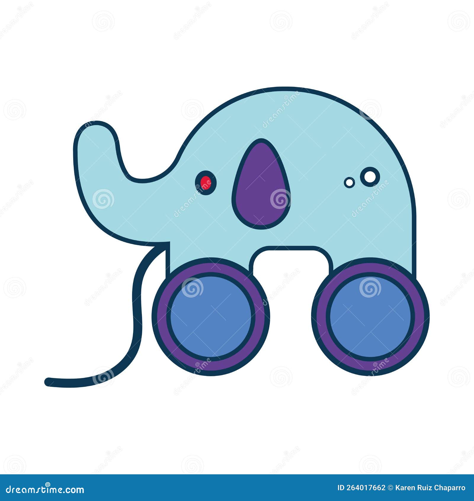 Isolated Colored Elephant with Wheel Toy Icon Vector Stock Vector ...
