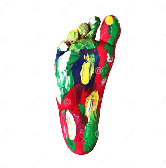 Isolated Colored Foot in White Background Stock Image - Image of tattoo ...