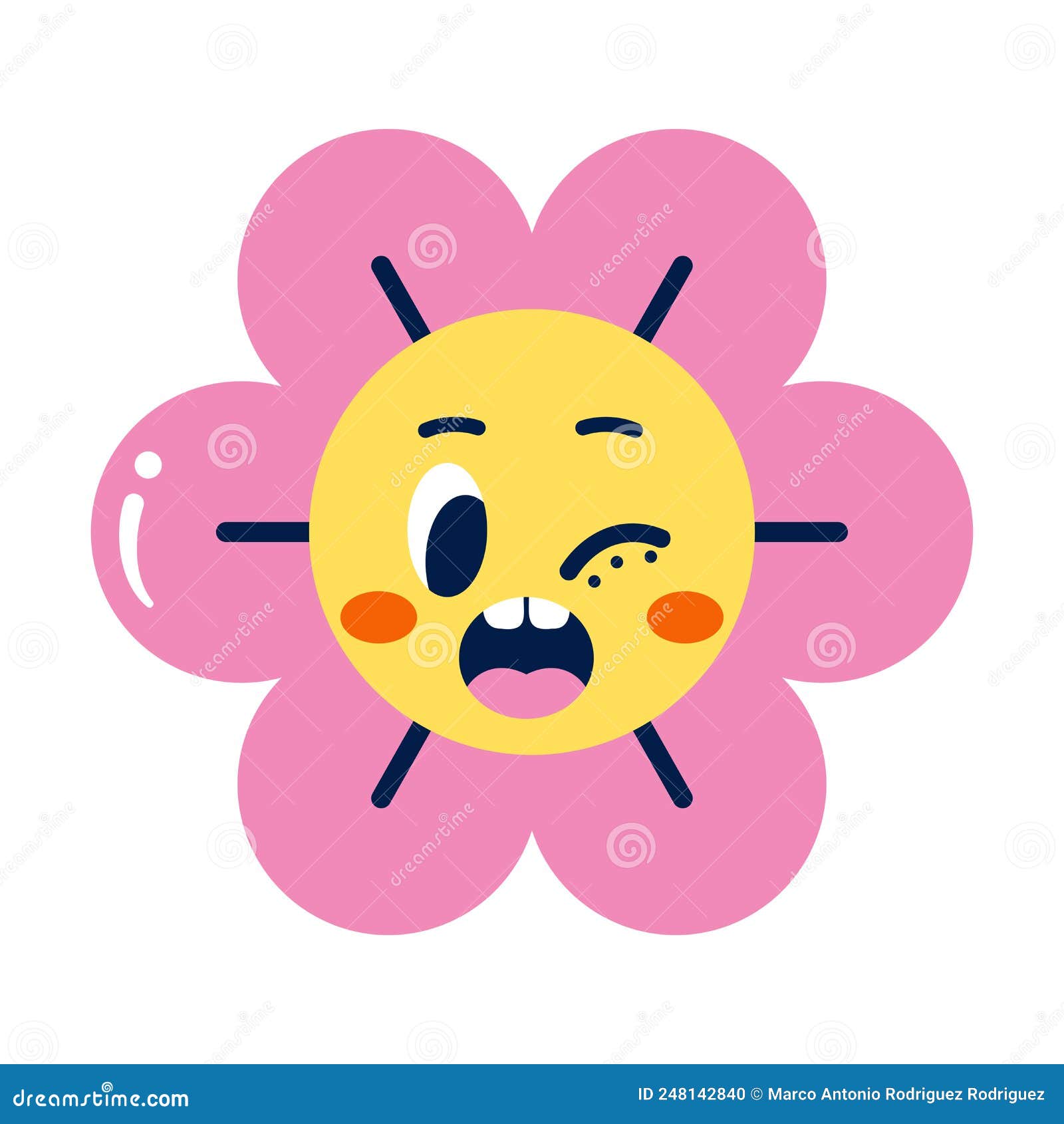 Isolated Colored Happy Flower Emote Vector Stock Vector - Illustration ...