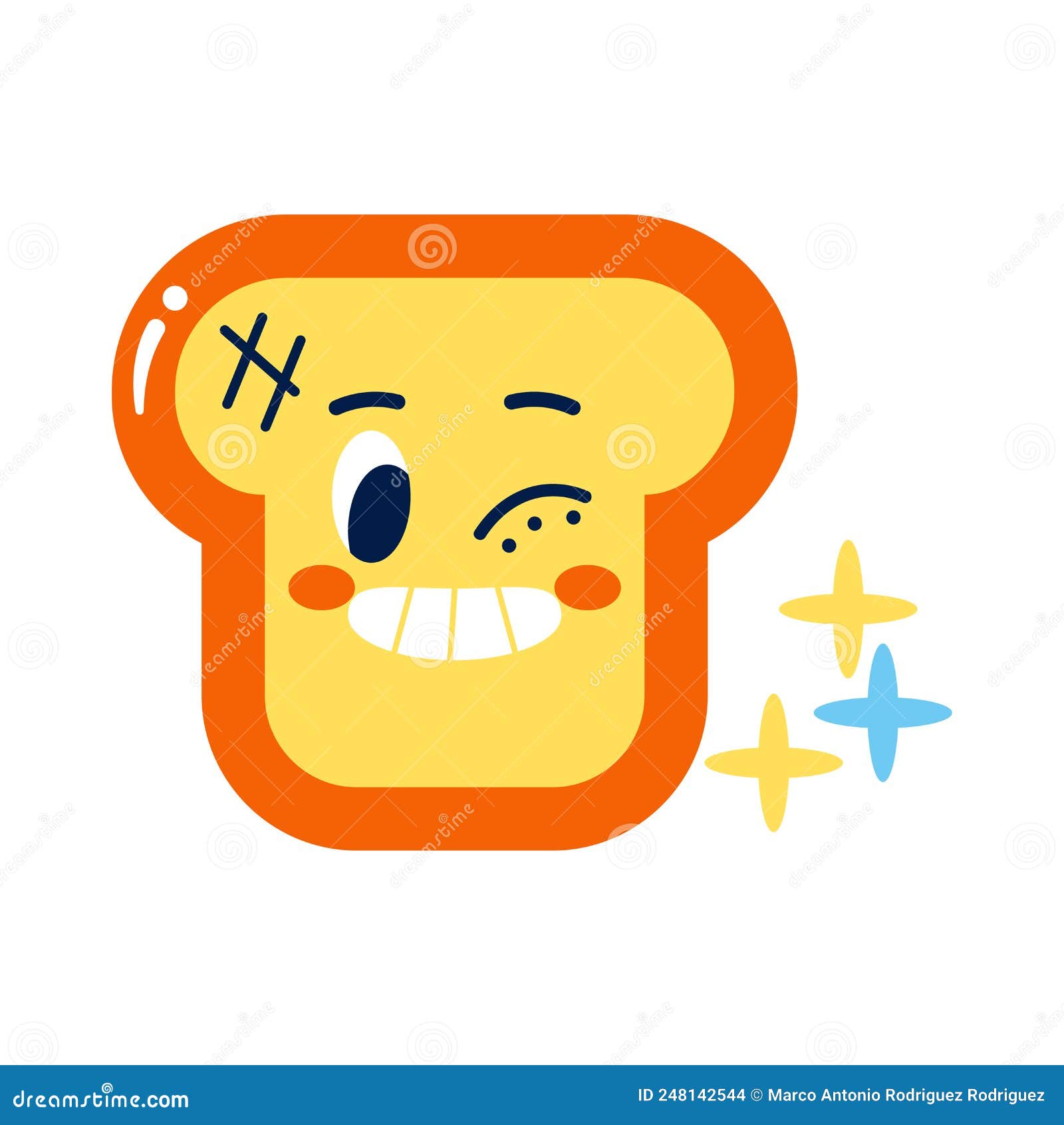 Isolated Colored Happy Slice of Bread Emote Vector Stock Vector ...