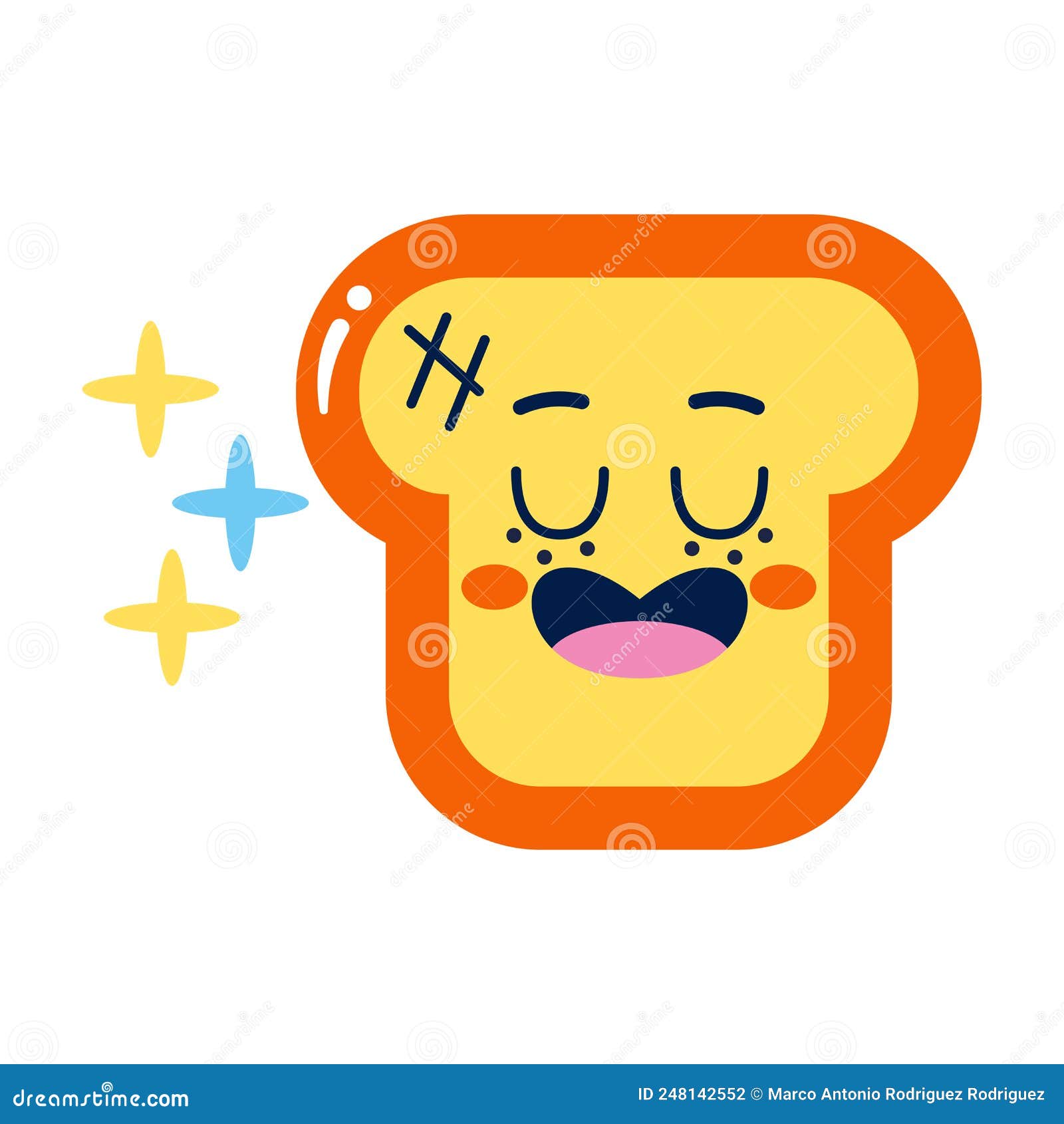 Isolated Colored Happy Slice of Bread Emote Vector Stock Vector ...