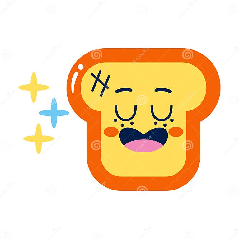 Isolated Colored Happy Slice of Bread Emote Vector Stock Vector ...