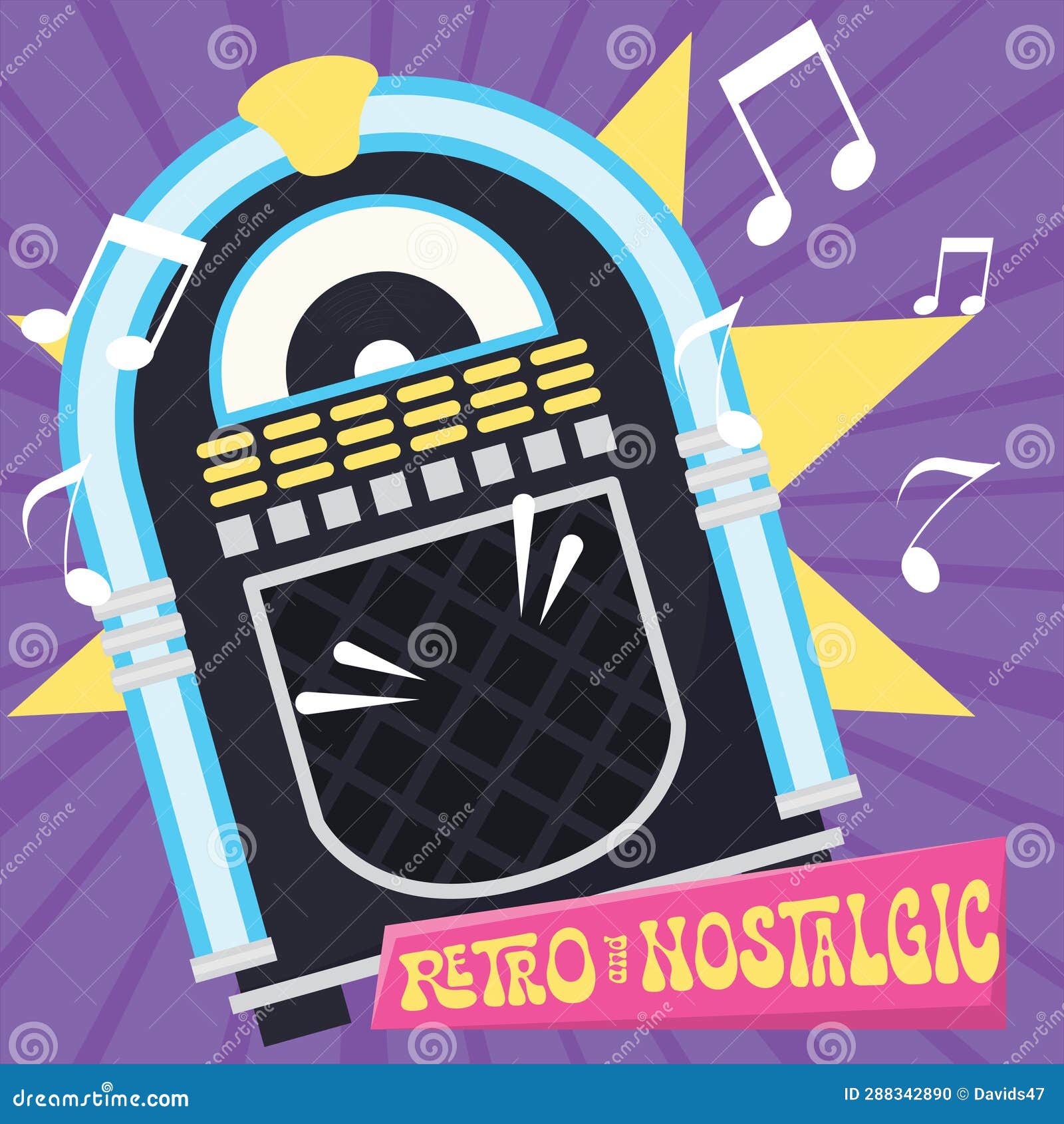 Isolated Colored Jukebox Nostalgic Retro Background Vector Stock Vector ...
