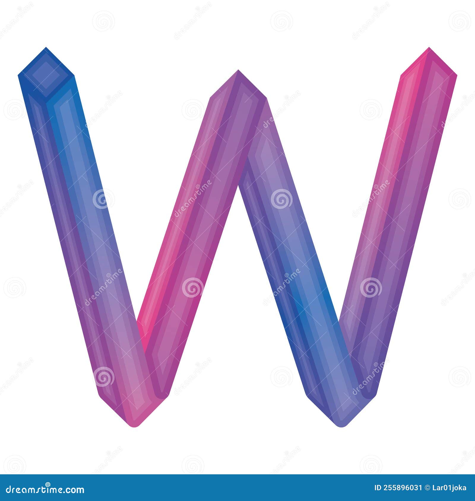 Isolated Colored Letter W with 3d Effect Vector Stock Vector ...