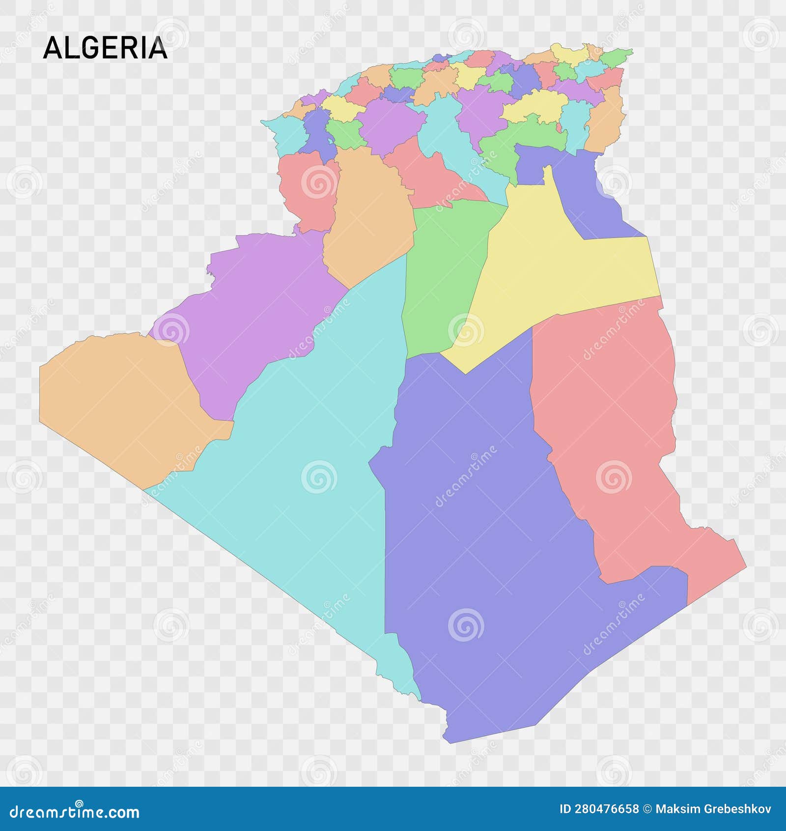 Isolated Colored Map of Algeria Stock Vector - Illustration of graphic ...