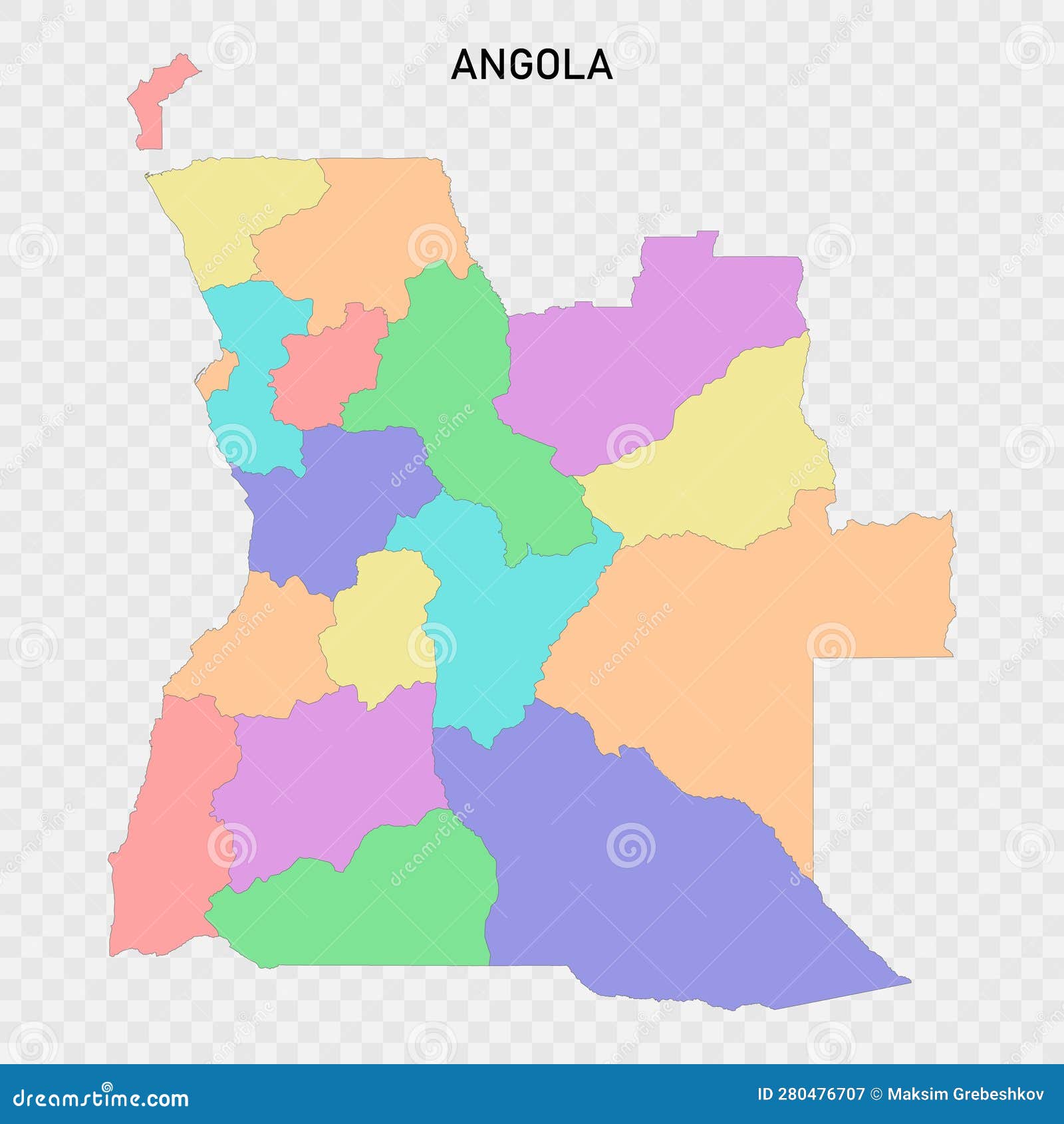 Isolated Colored Map of Angola Stock Vector - Illustration of contour ...