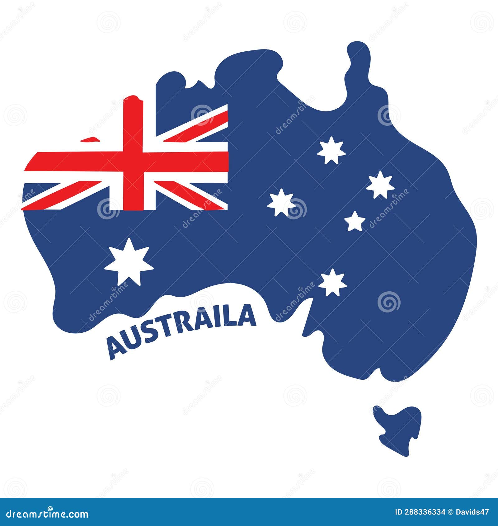 Isolated Colored Map of Australia with Its Flag Vector Stock Vector ...