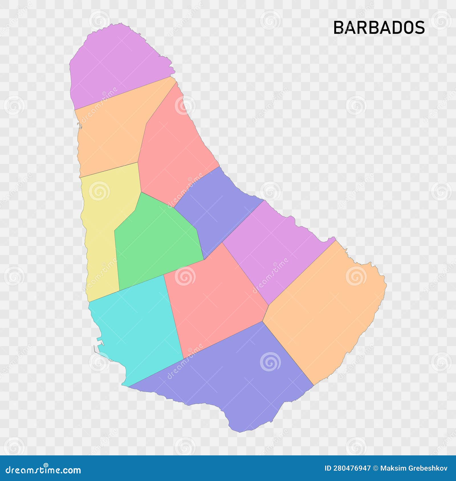 Isolated Colored Map of Barbados with Borders Stock Vector ...