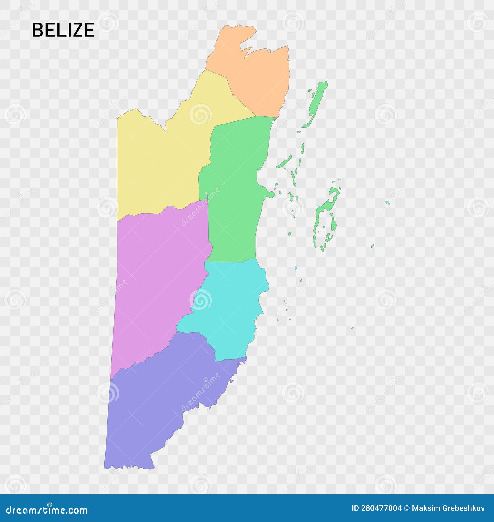 Isolated Colored Map of Belize with Borders Stock Vector - Illustration ...