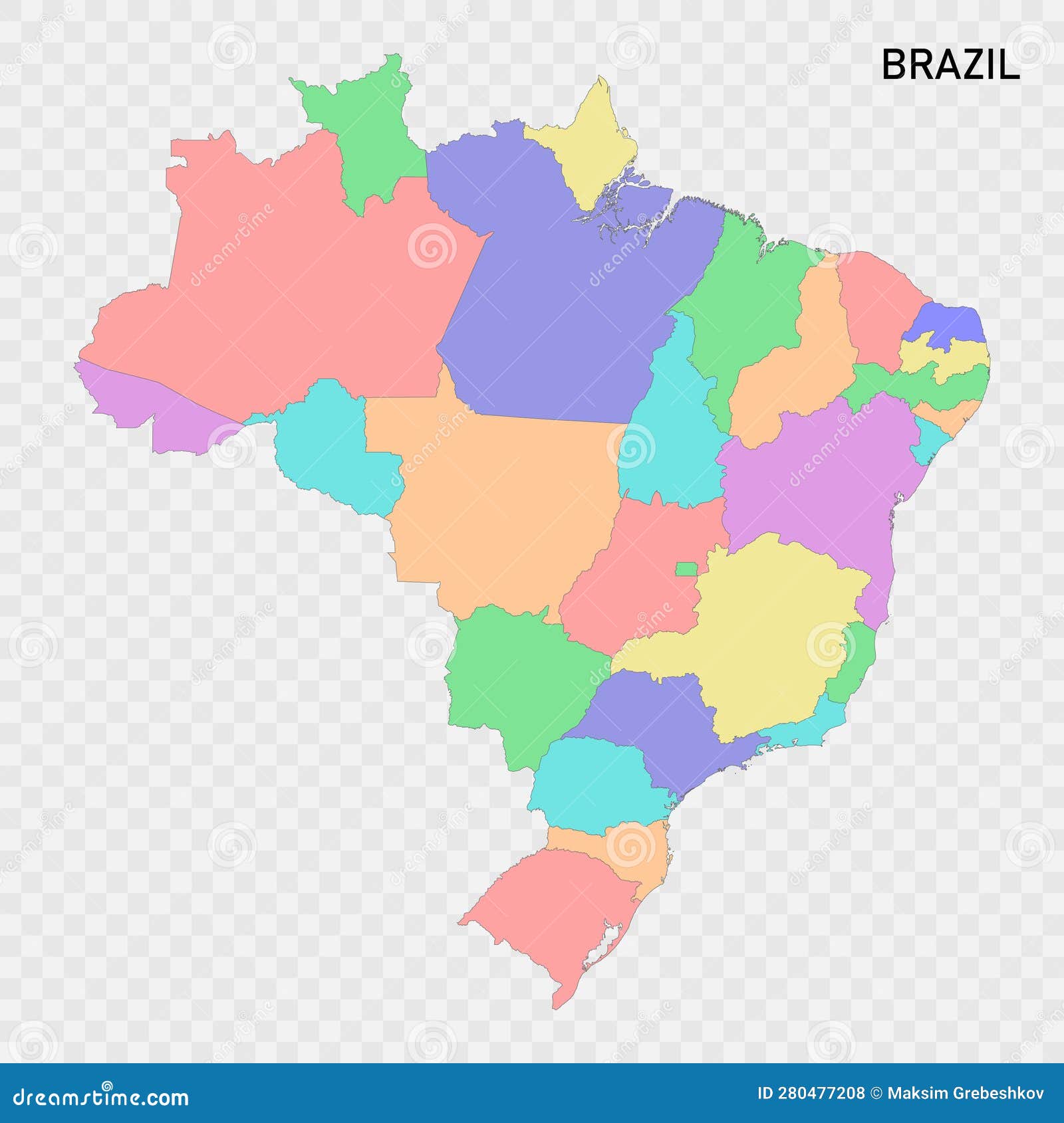 Isolated Colored Map of Brazil with Borders Stock Vector - Illustration ...