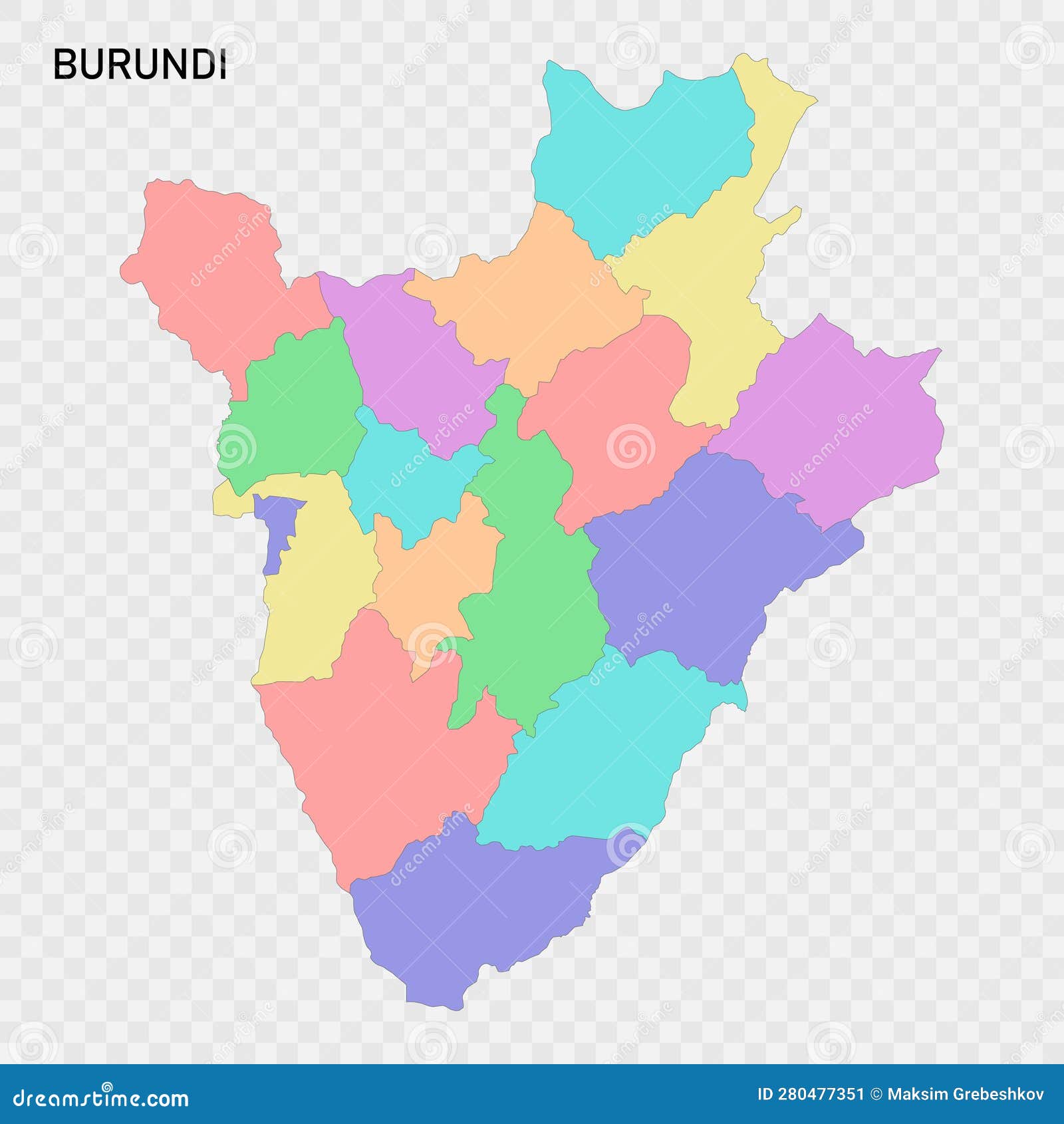 Isolated Colored Map of Burundi Stock Vector - Illustration of county ...