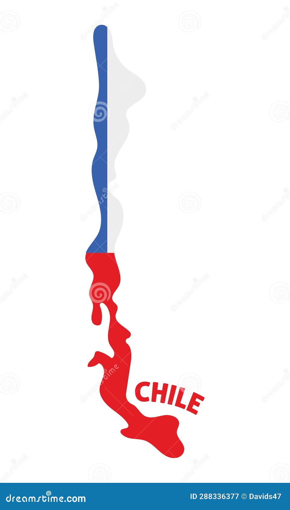 Isolated Colored Map of Chile with Its Flag Vector Stock Vector ...