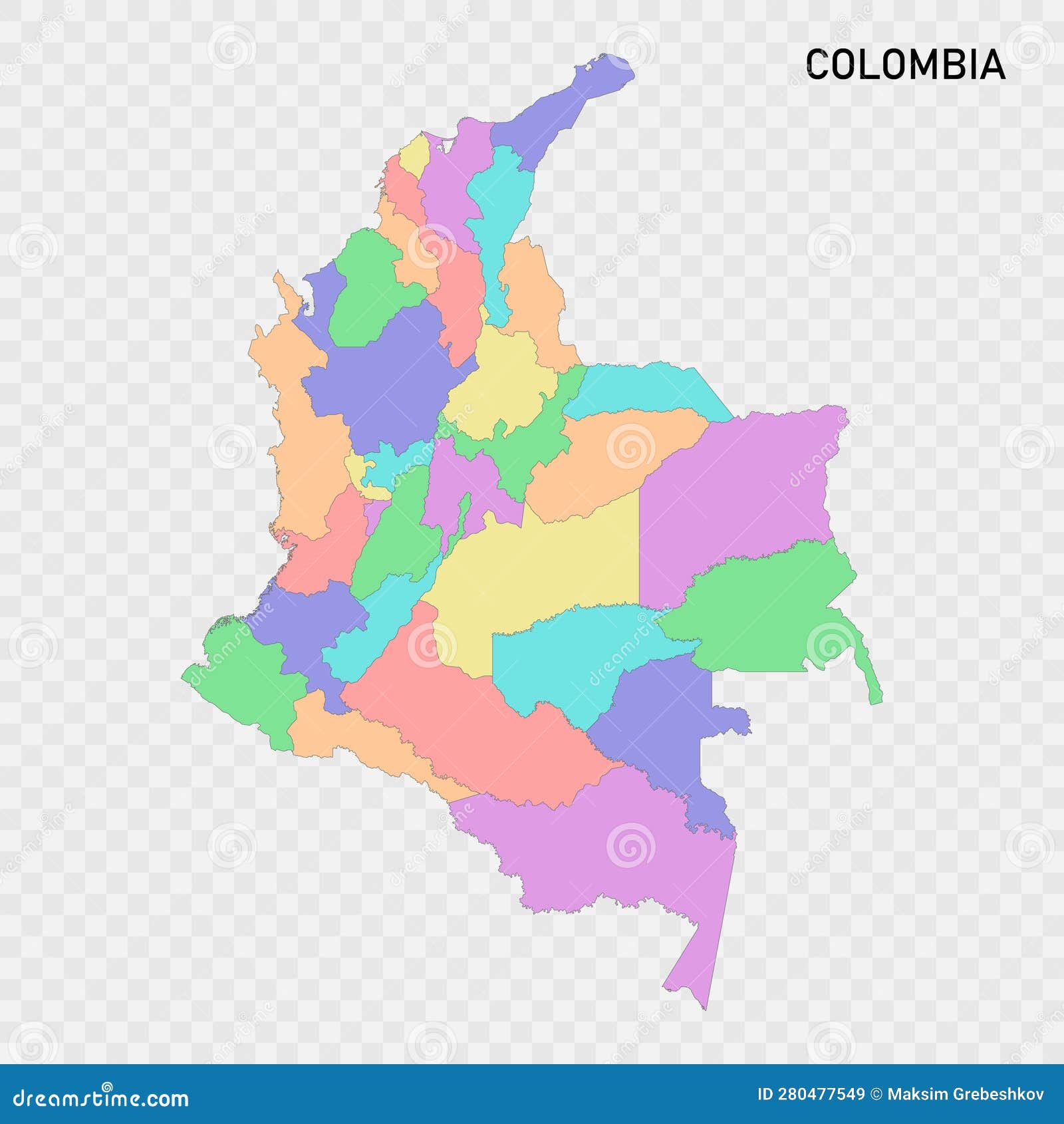 Isolated Colored Map of Colombia with Borders Stock Vector ...