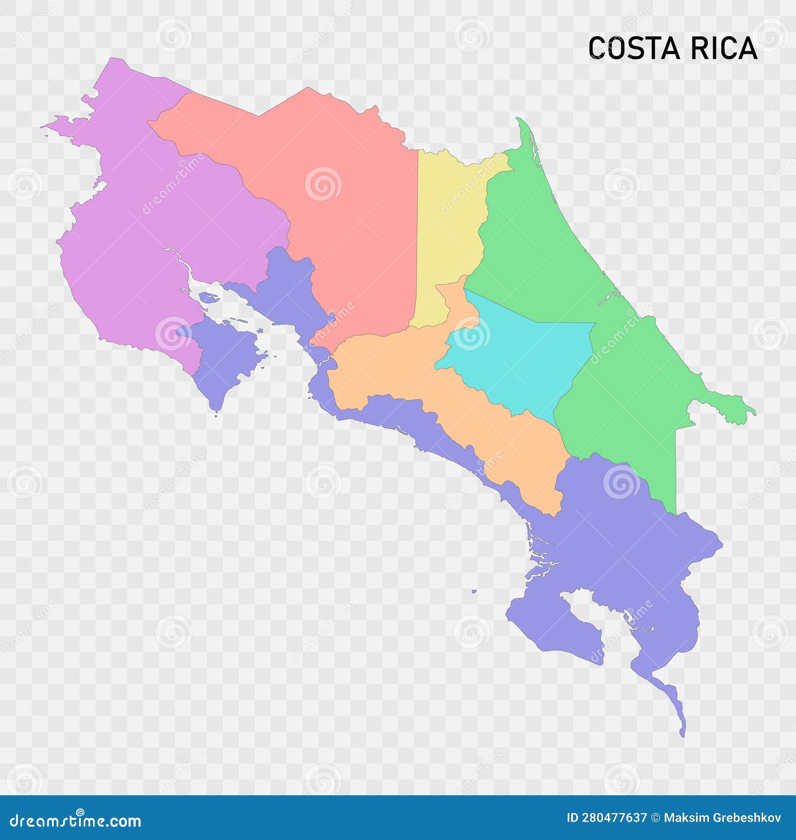 Isolated Colored Map of Costa Rica with Borders Stock Vector ...