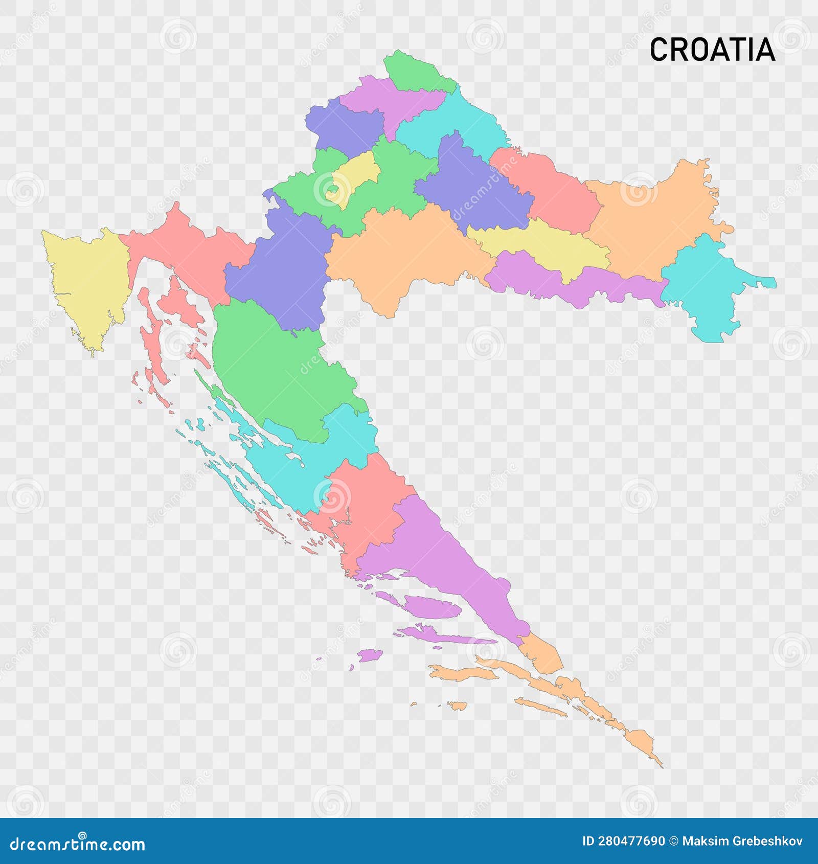 Isolated Colored Map of Croatia Stock Vector - Illustration of contour ...