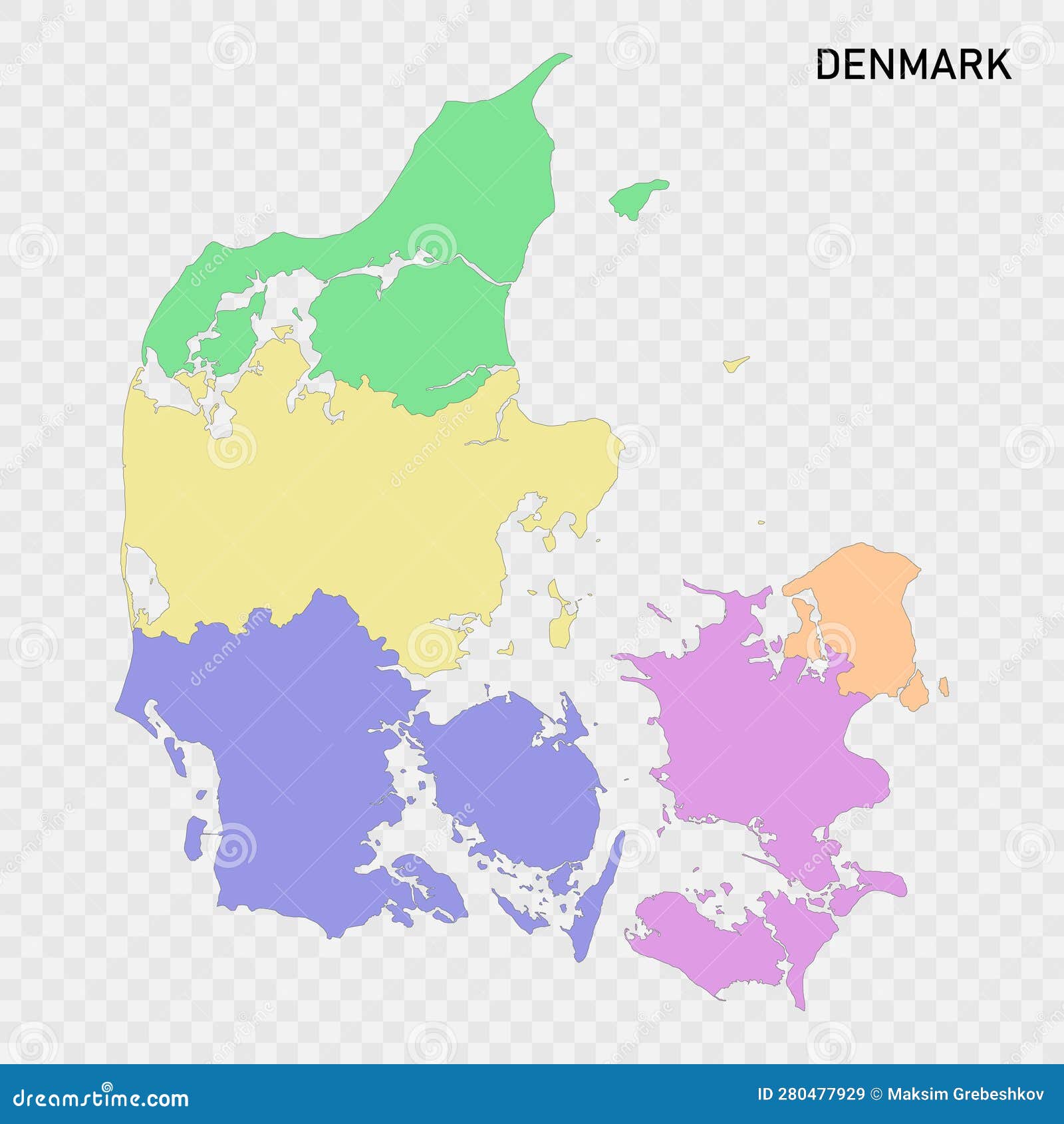 Isolated Colored Map of Denmark Stock Vector - Illustration of province ...