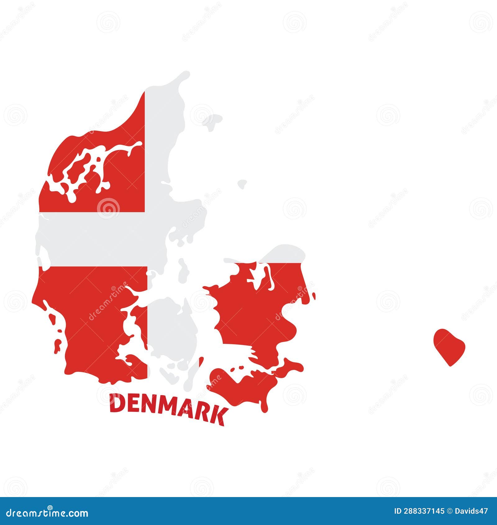 Isolated Colored Map of Denmark with Its Flag Vector Stock Vector ...