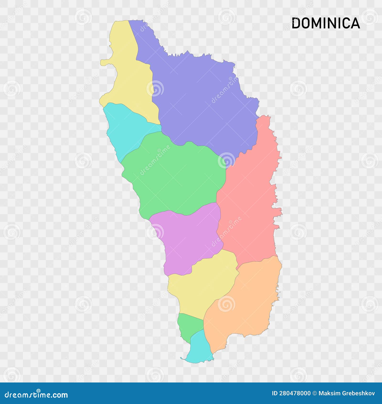 Isolated Colored Map of Dominica with Borders Stock Vector ...