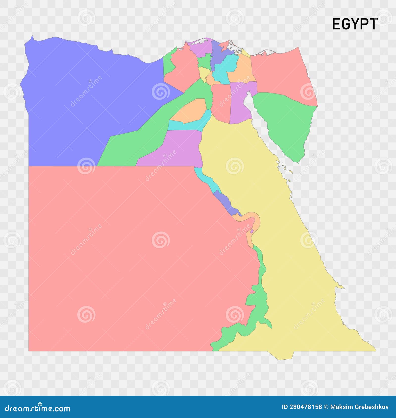 Isolated Colored Map of Egypt Stock Vector - Illustration of territory ...
