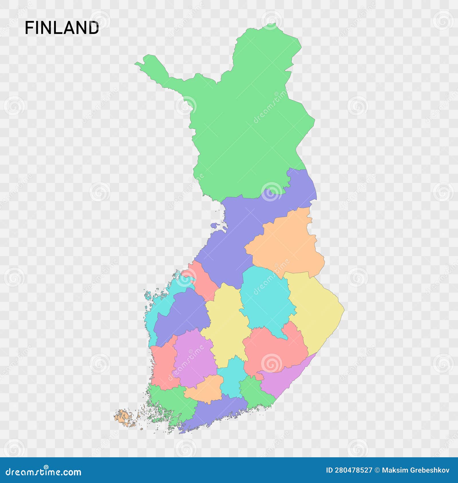 Isolated Colored Map of Finland Stock Vector - Illustration of name ...