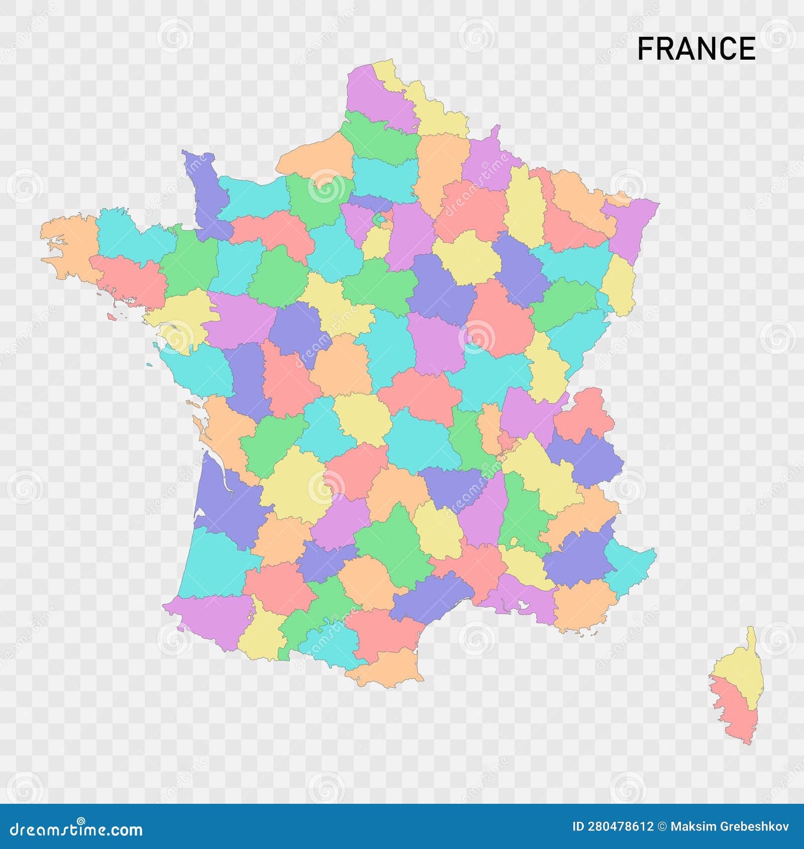Isolated Colored Map of France Stock Vector - Illustration of border ...