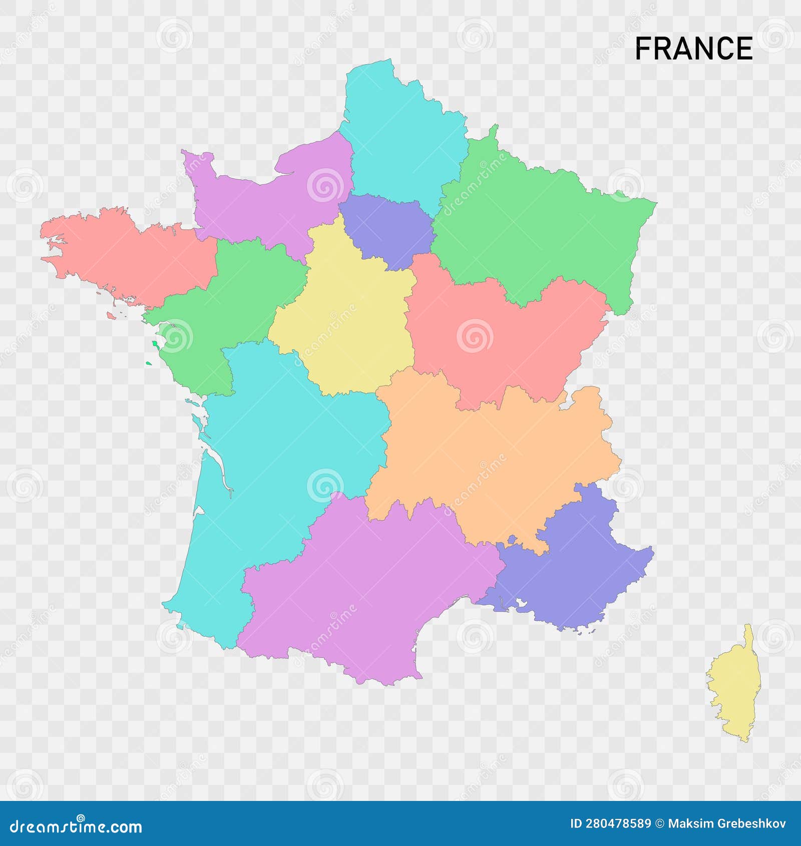 Isolated Colored Map of France Stock Illustration - Illustration of ...