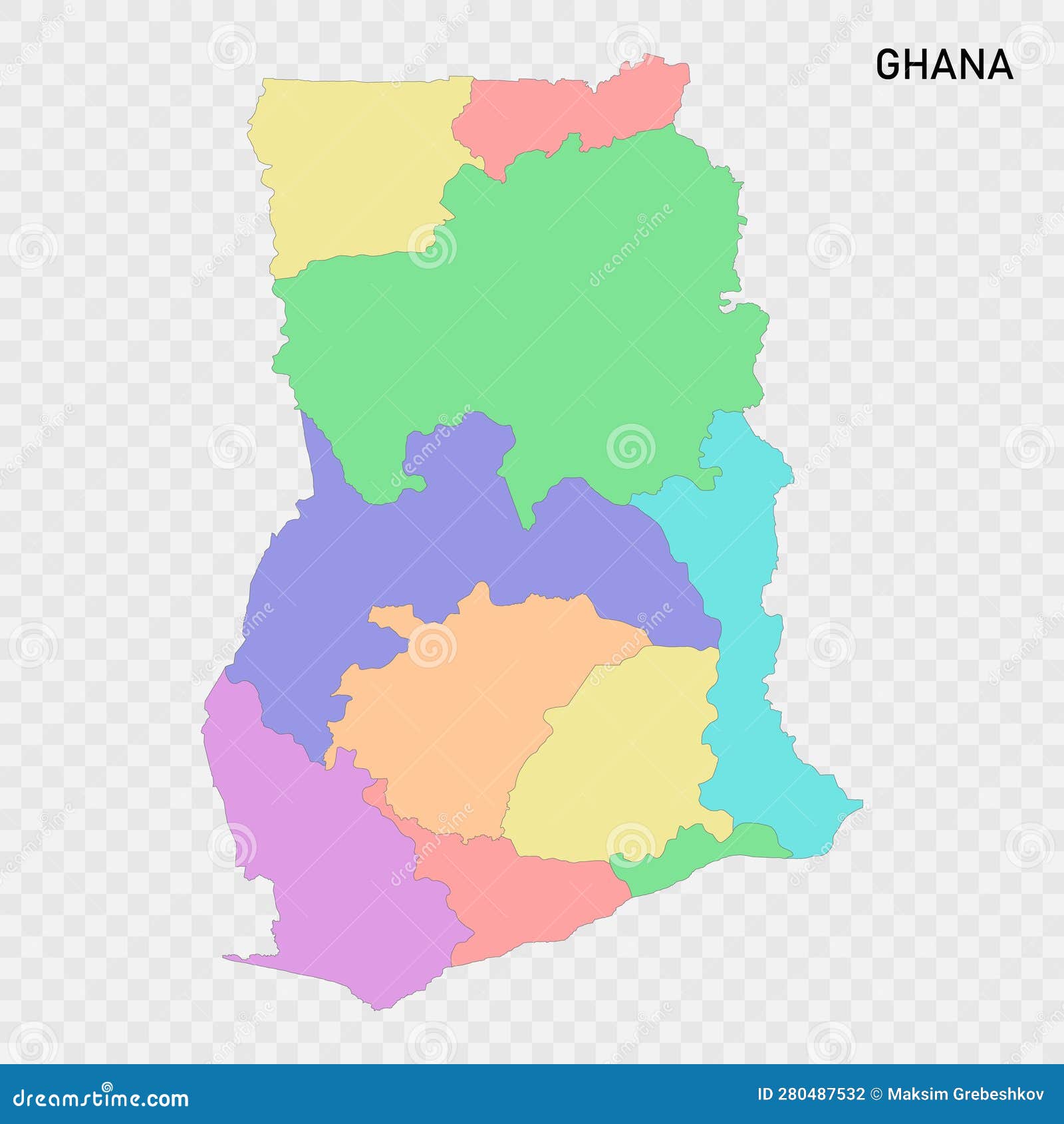 Isolated Colored Map of Ghana Stock Vector - Illustration of continent ...