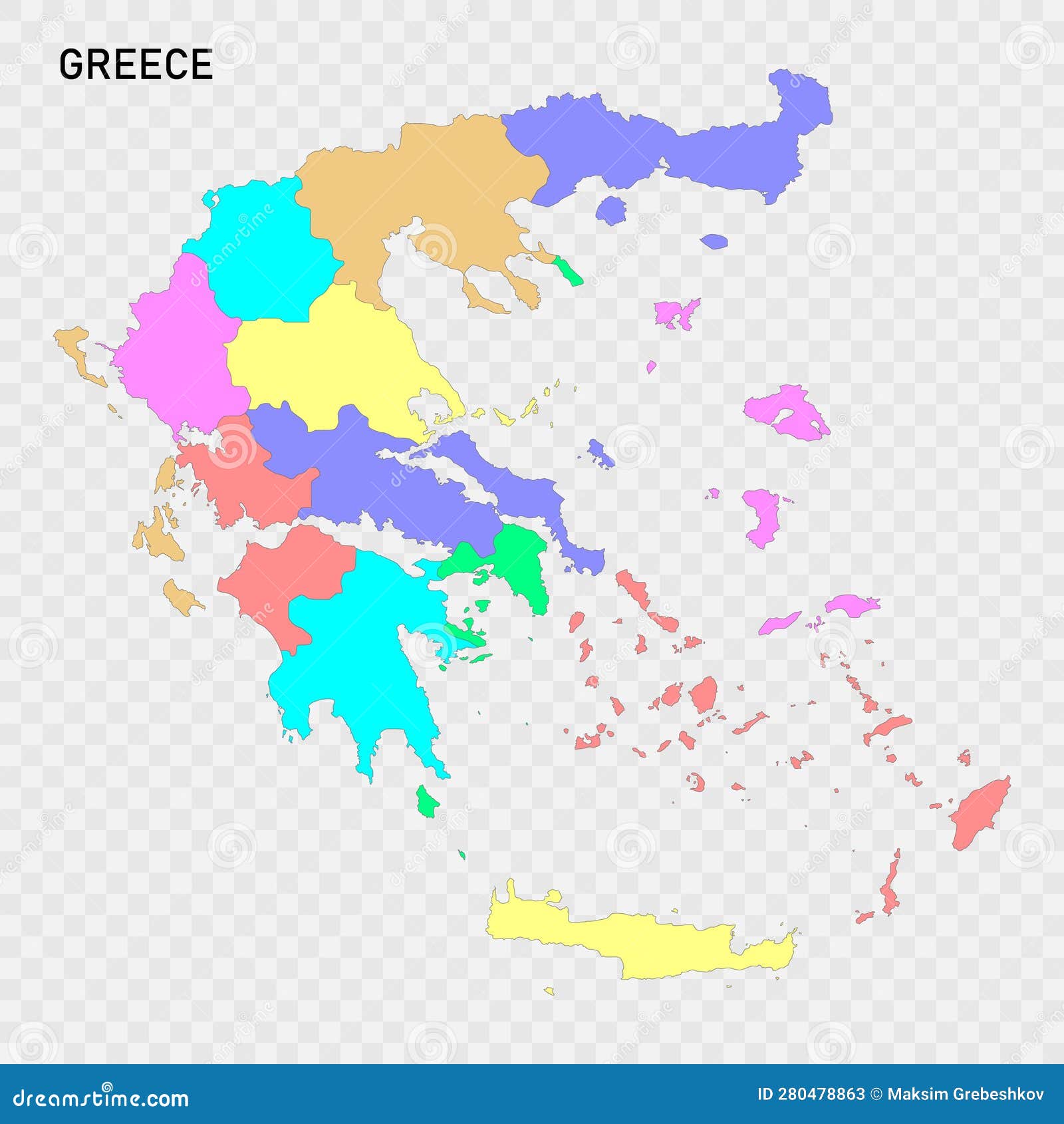 Isolated Colored Map of Greece Stock Vector - Illustration of national ...