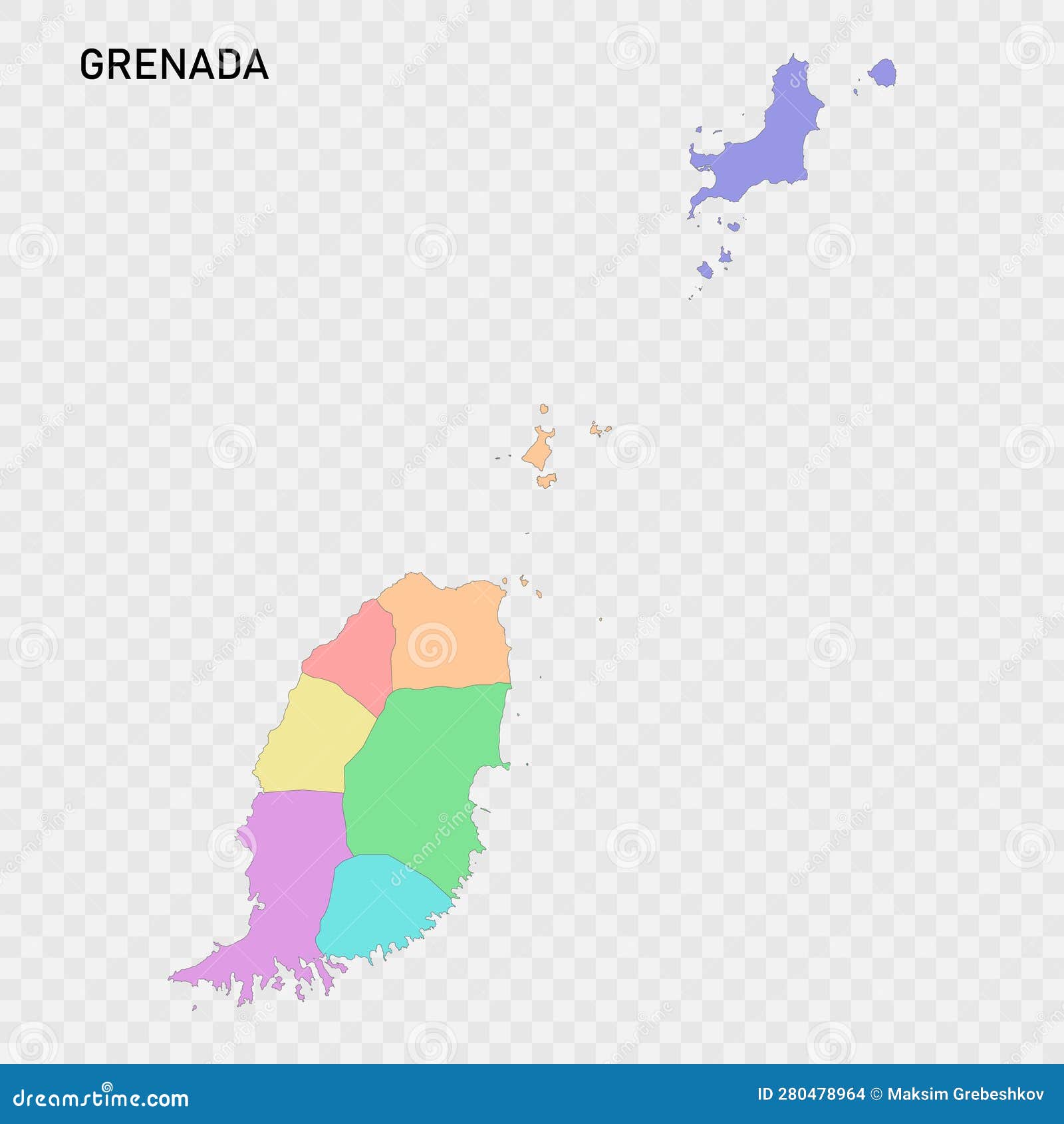 Grenada Map In 3D. 3d Map With Borders Of Regions. Stock Illustration ...