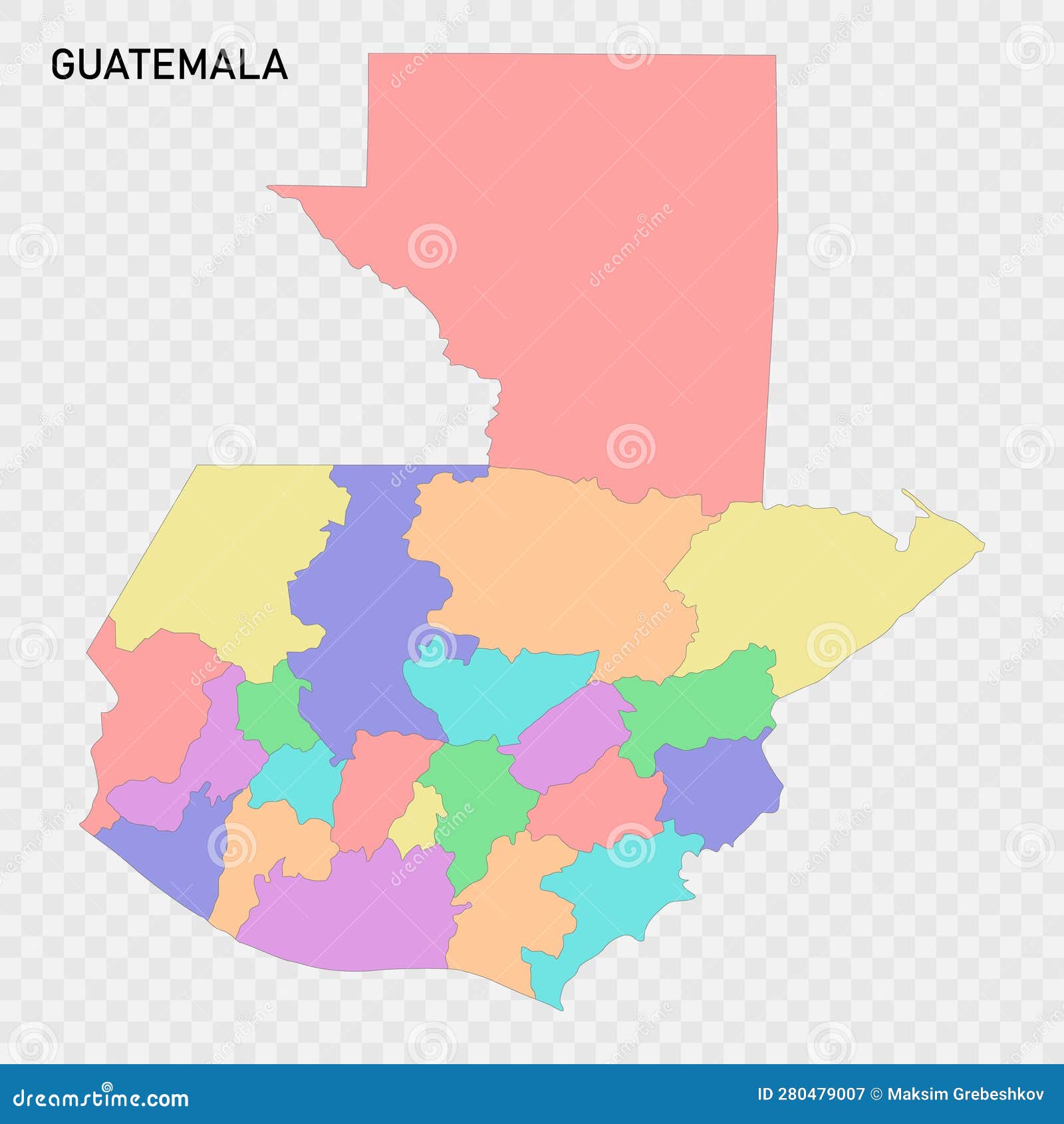 Isolated Colored Map of Guatemala with Borders Stock Vector ...