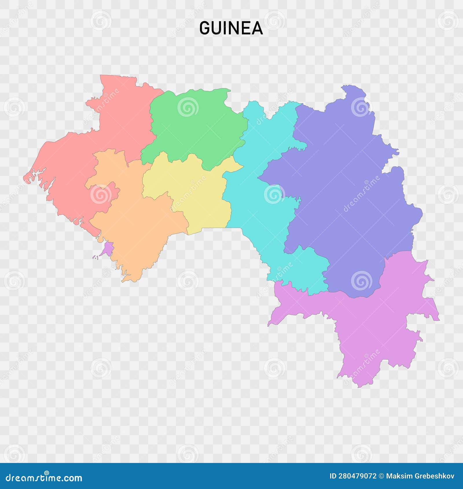 Isolated Colored Map of Guinea Stock Illustration - Illustration of ...