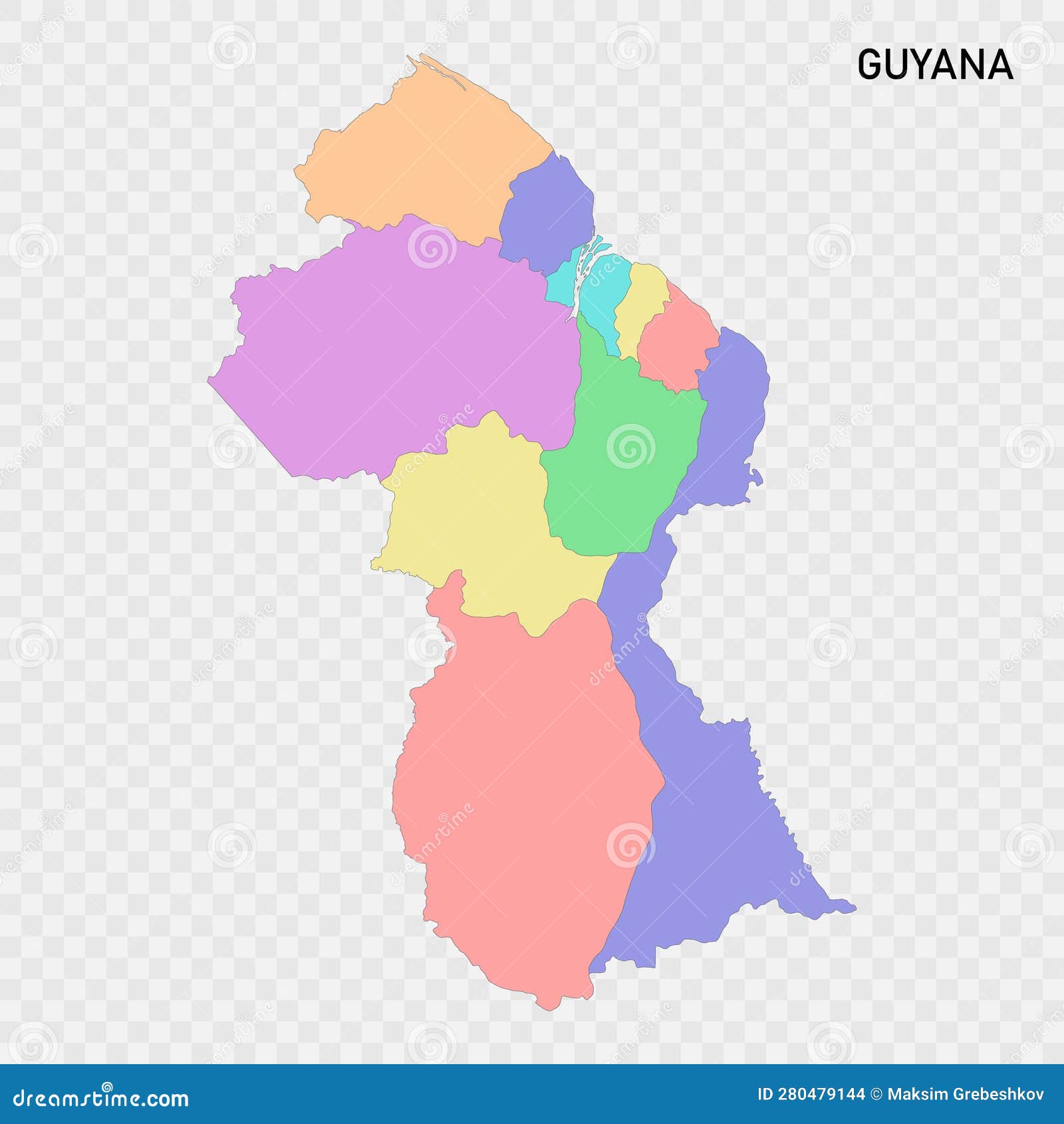 Isolated Colored Map of Guyana with Borders Stock Vector - Illustration ...
