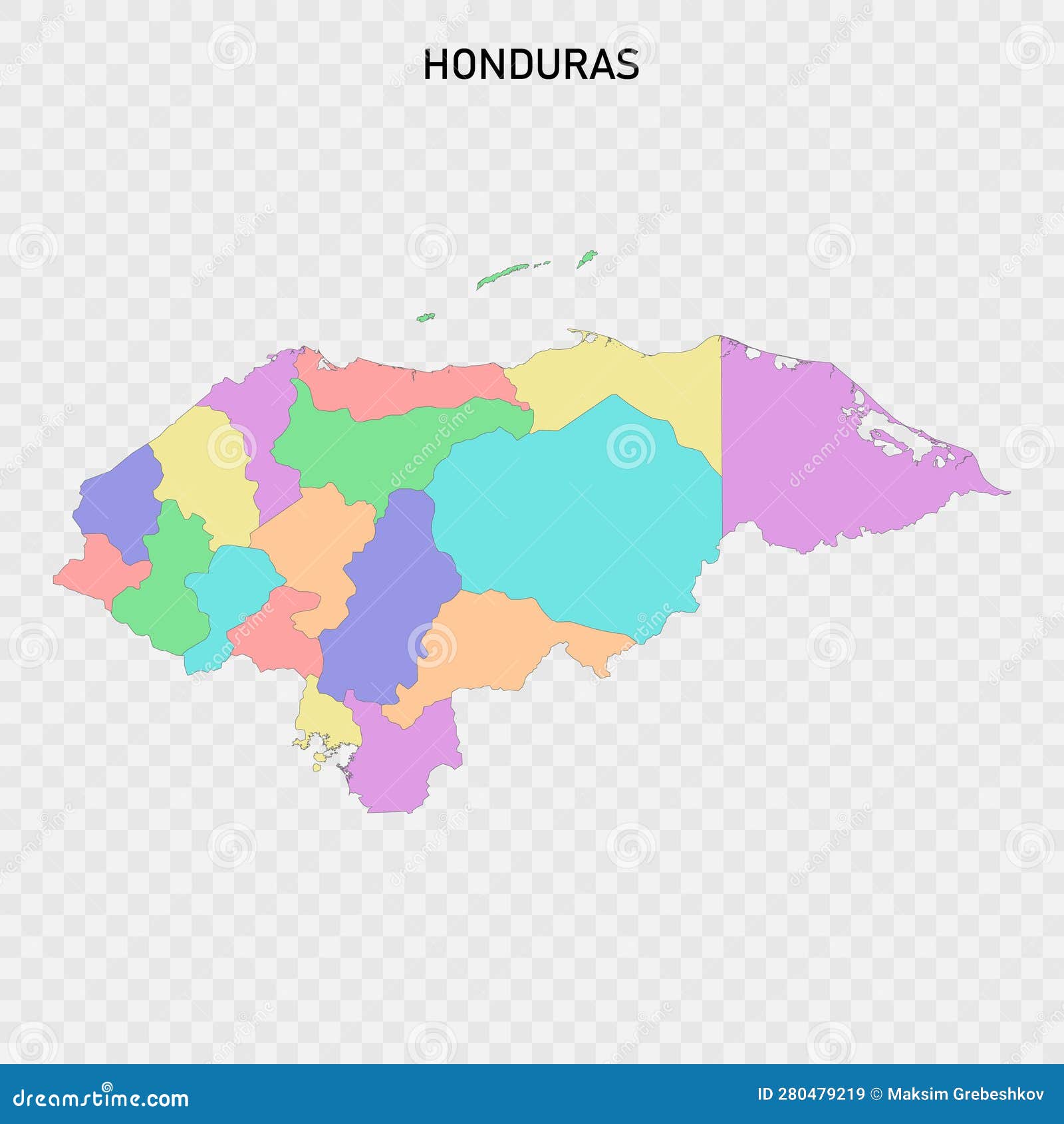 Isolated Colored Map of Honduras with Borders Stock Vector ...