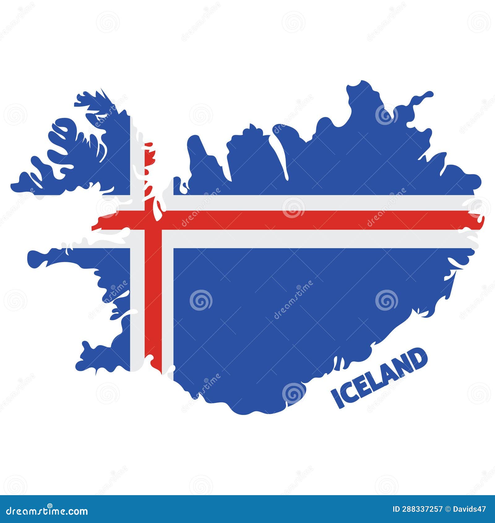 Isolated Colored Map of Iceland with Its Flag Vector Stock Illustration ...